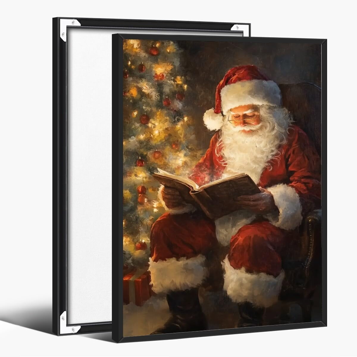 Asdg12s-Vintage Christmas Wall Art Santa Claus Reading Book Poster ...