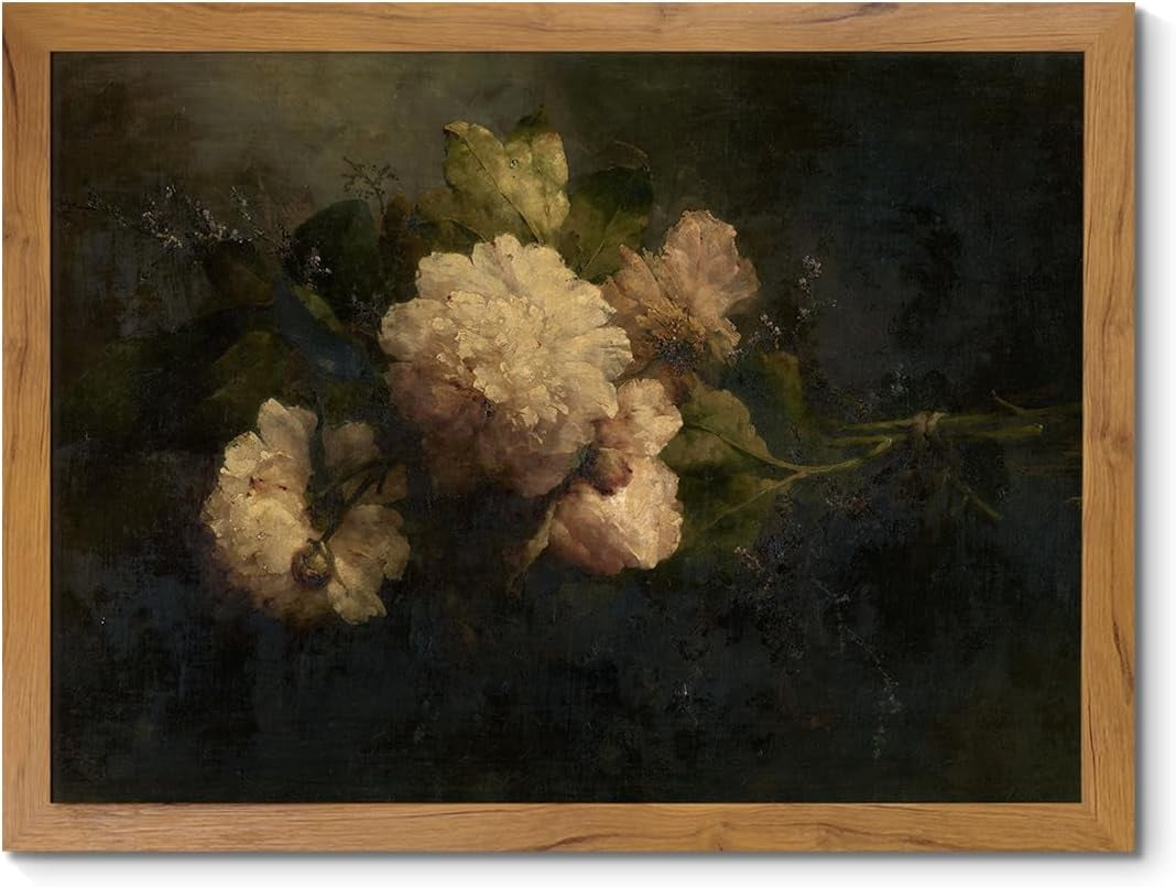 Asdg12s-Vintage Flowers Wall Art Classical Oil Painting Peony Bouquet ...