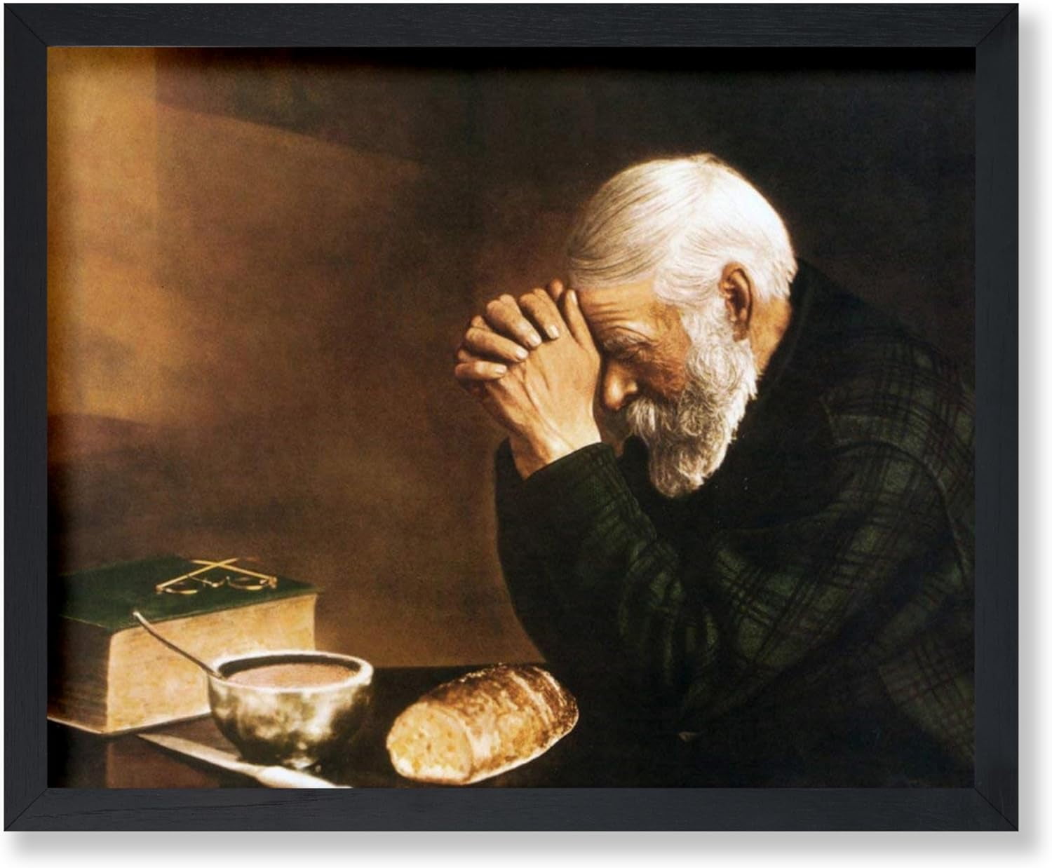 Asdg12s -Vintage-Grace-Painting-Poster---Retro-Man-Praying-Over-Bread ...