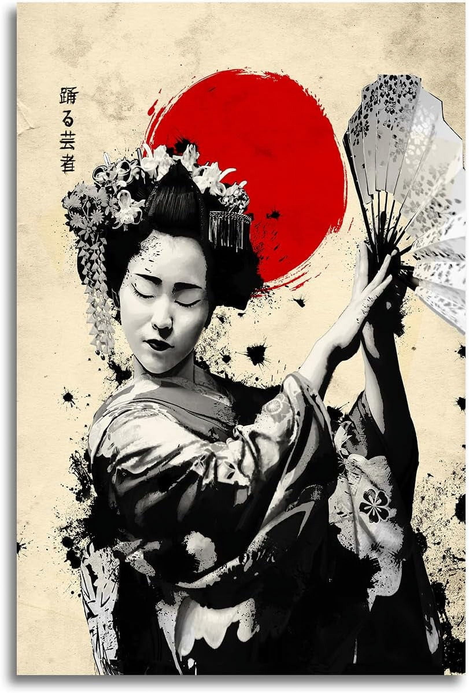 Asdg12s poster-Vintage-Japanese-Samurai-Dancing-Geisha-Poster-Canvas ...