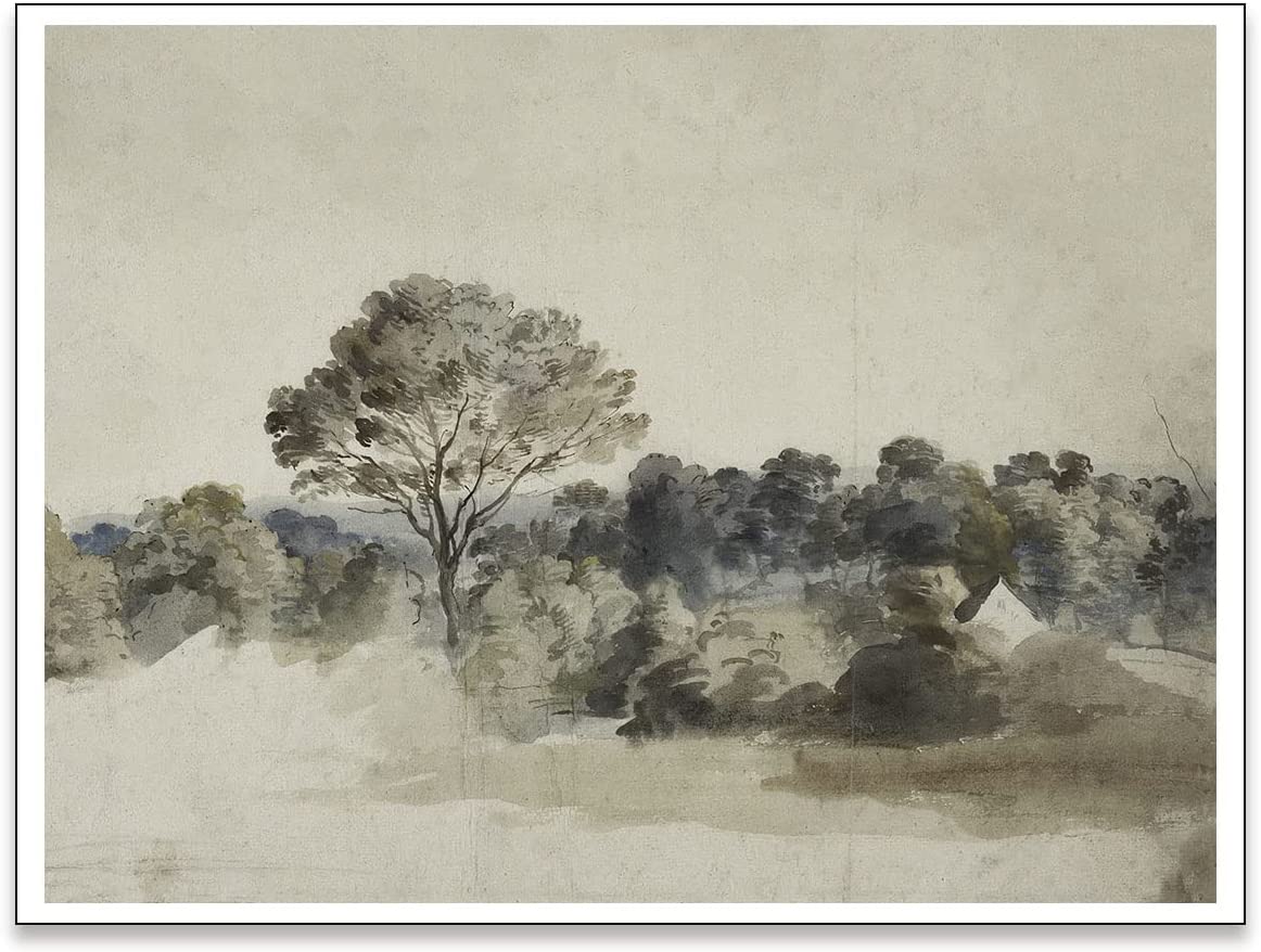 Asdg12s Vintage Neutral Antique Rustic Landscape wall art Painting ...