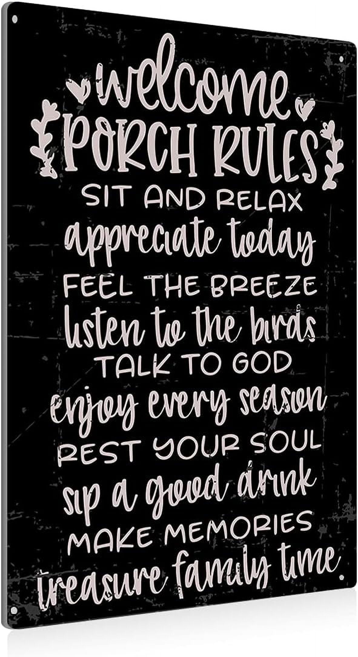 Asdg12s-Vintage Welcome Patio Rules Sign Metal Tin Sign Wall Art Decor ...