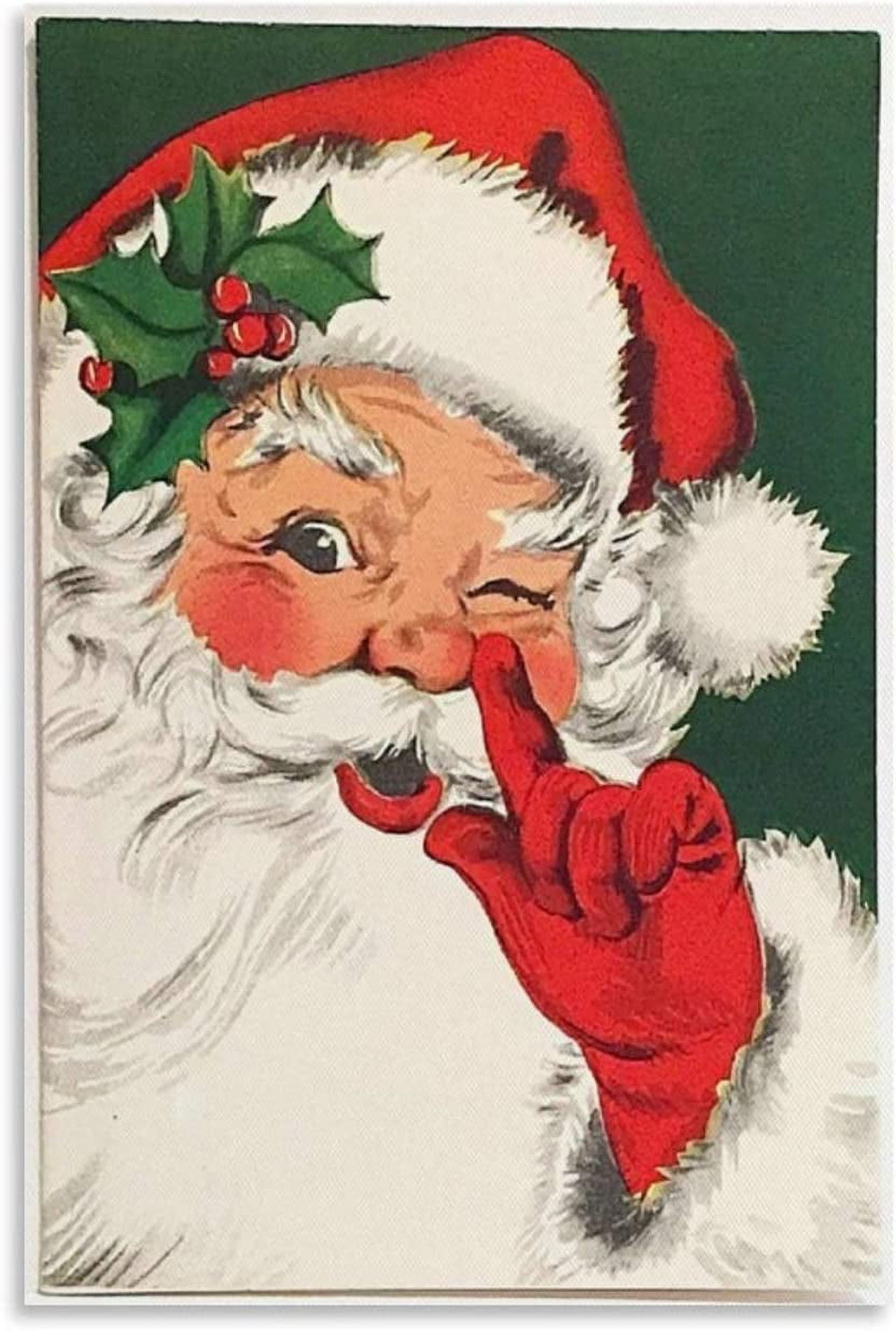 Asdg12s-Vintage Winking Santa Christmas Canvas Art Poster and Wall Art ...