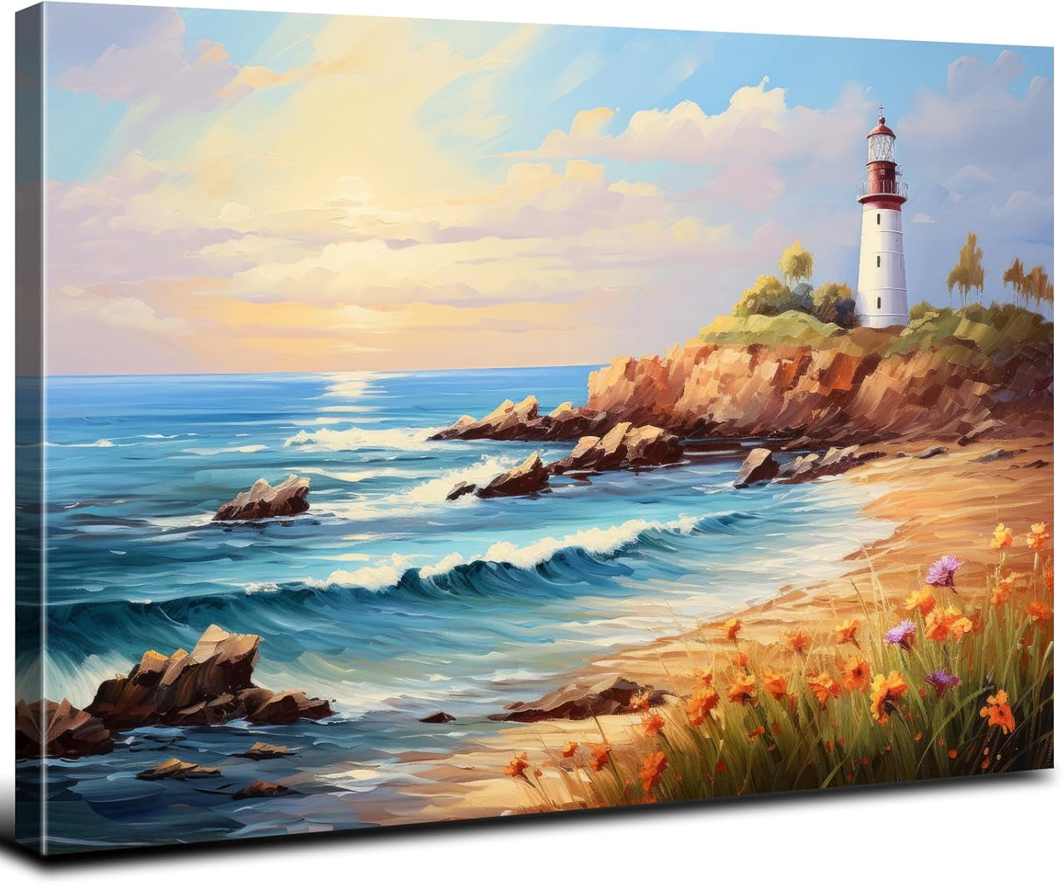 Asdg12s-Watercolor Coastal Beach Wall Art Ocean Decor Beach Landscape ...