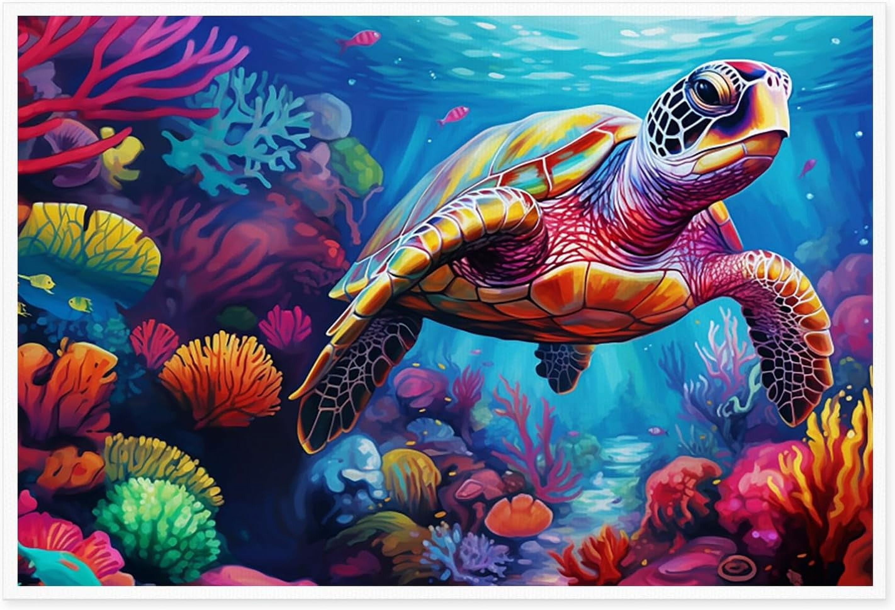 Asdg12s-Watercolor Turtle Canvas Painting Modern Abstract Wall Art ...