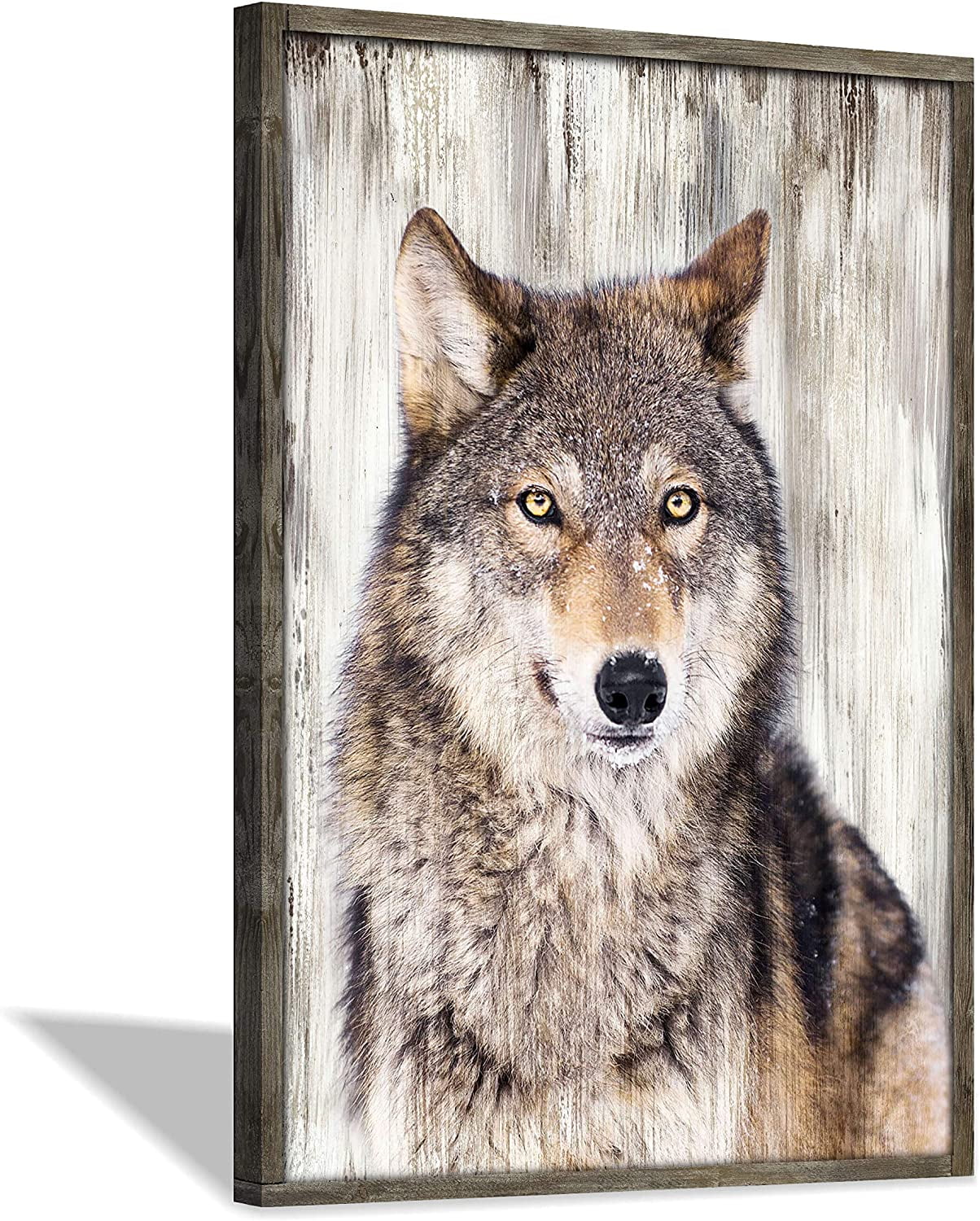 Asdg12s-Wolf Print Wall Art Wooden: Rustic Farmhouse Natural Wild ...