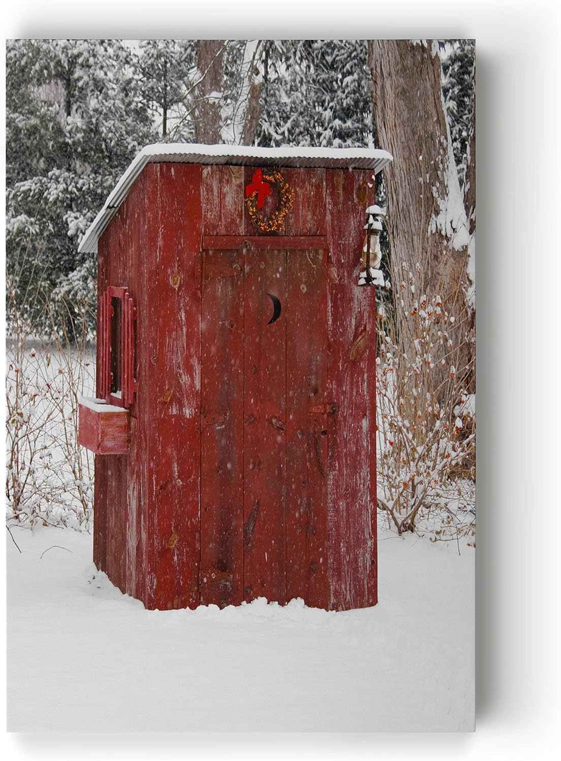 Asdg12s-Xmas Canvas Prints for Home Decor Red Snowy Outhouse Christmas ...