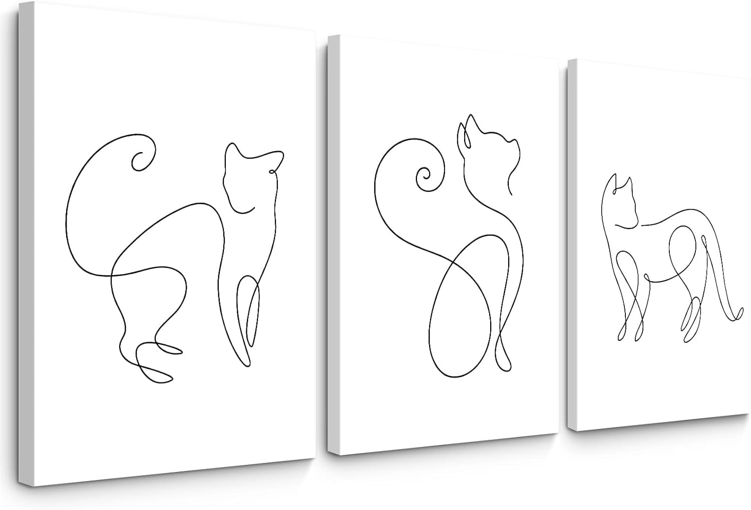 Asdg12s poster Black-and-White-Cat-Canvas-Cat-Line-Art-Prints ...