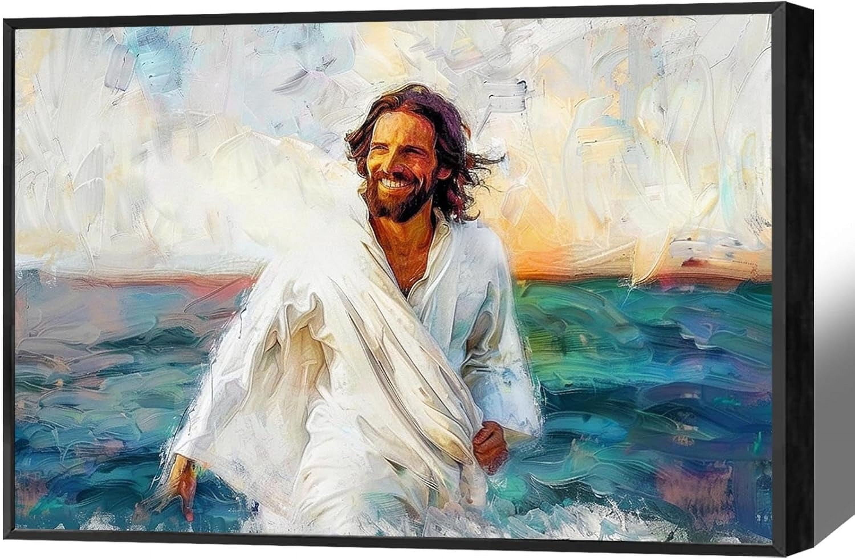 Asdg12s-poster-Jesus-Canvas-Wall-Art-Christian-Picture-Jesus-Blue-Ocean ...