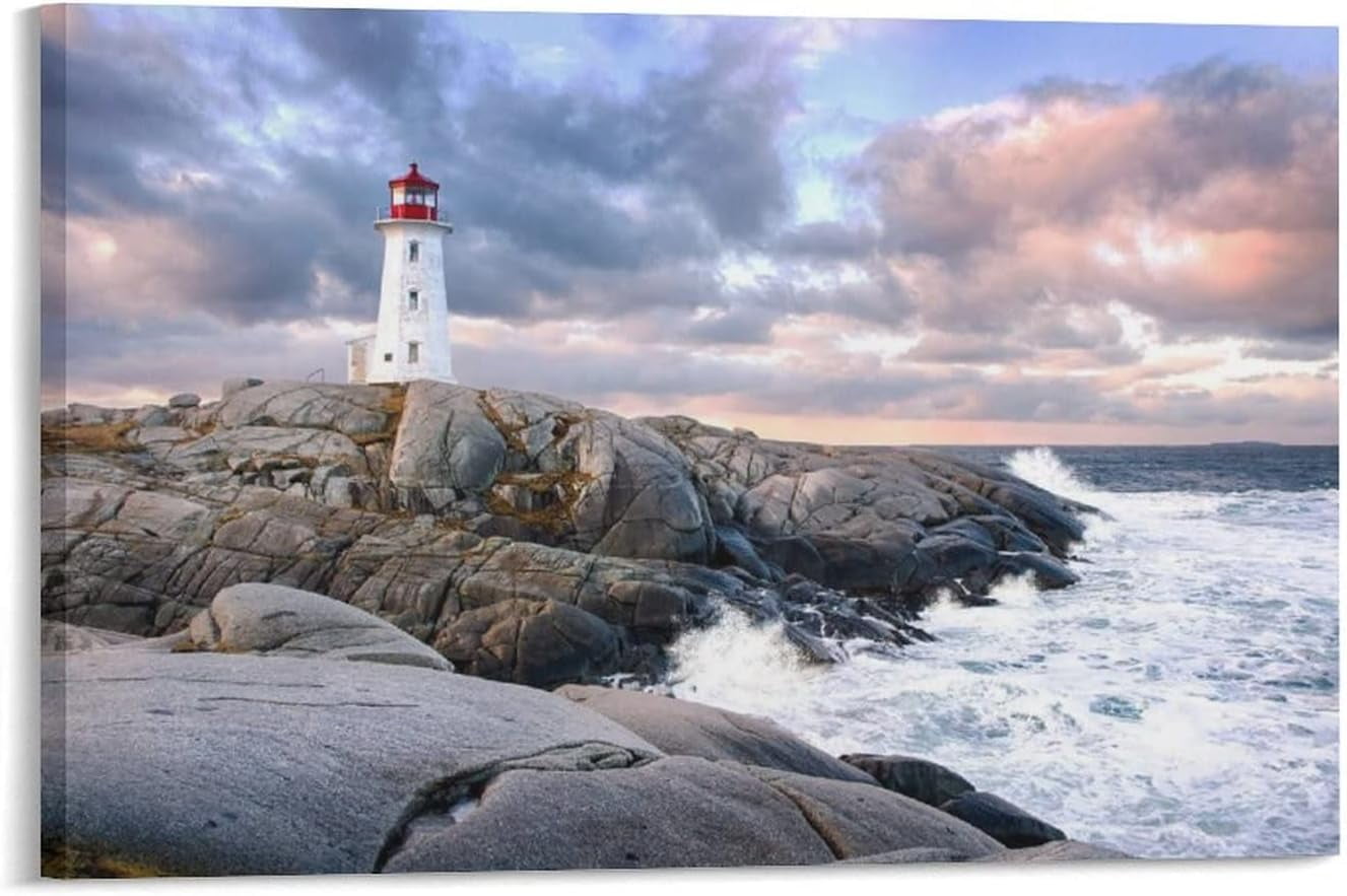 Asdg12s poster-Peggy's-Cove-Lighthouse-Canvas-Poster-Bedroom-Decor ...