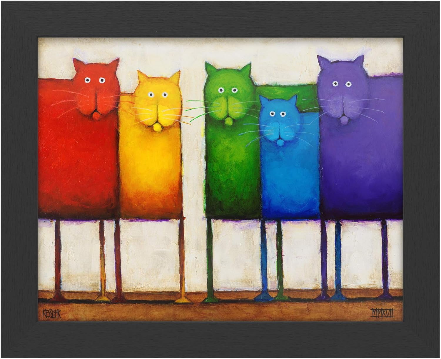 Asdg12s poster Trademark-Fine-Art,-Black-11x14-Rainbow-Cats-by-Daniel ...
