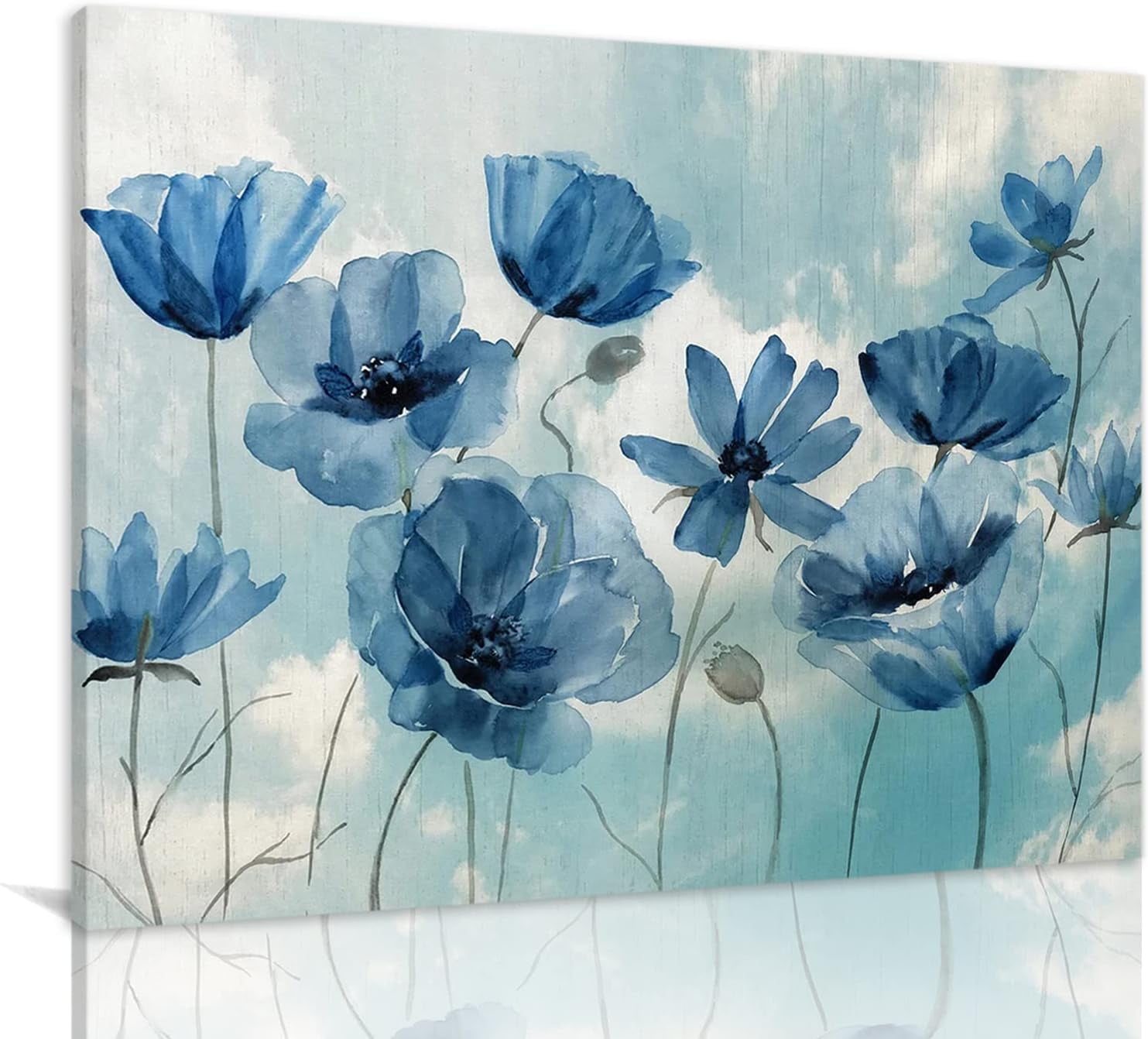 Asdg12s-poster-Watercolor-Blue-Flowers-Canvas-Painting-Modern-Abstract ...