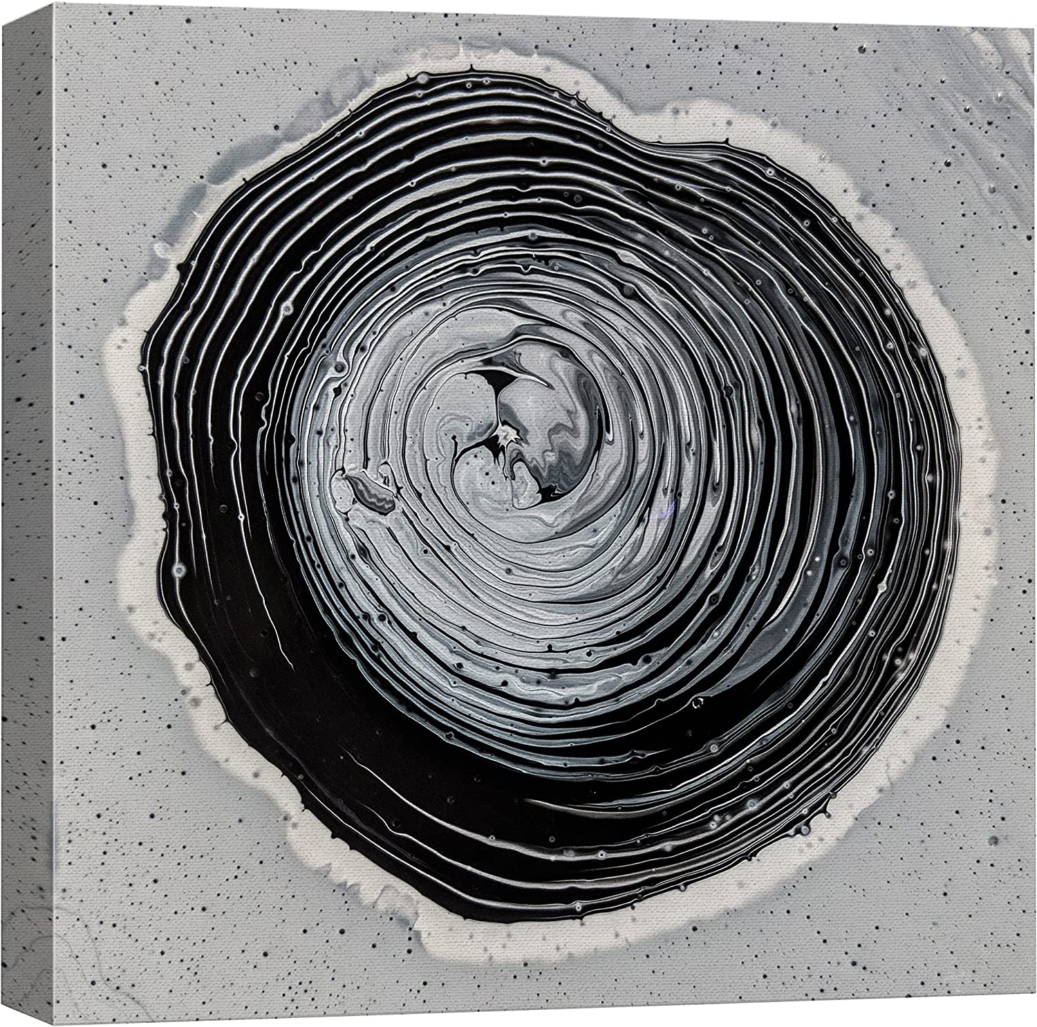 Asdg12sCanvas Print Wall Art Abstract Black & White Paint Circles Geometric Shapes Illustrations ...