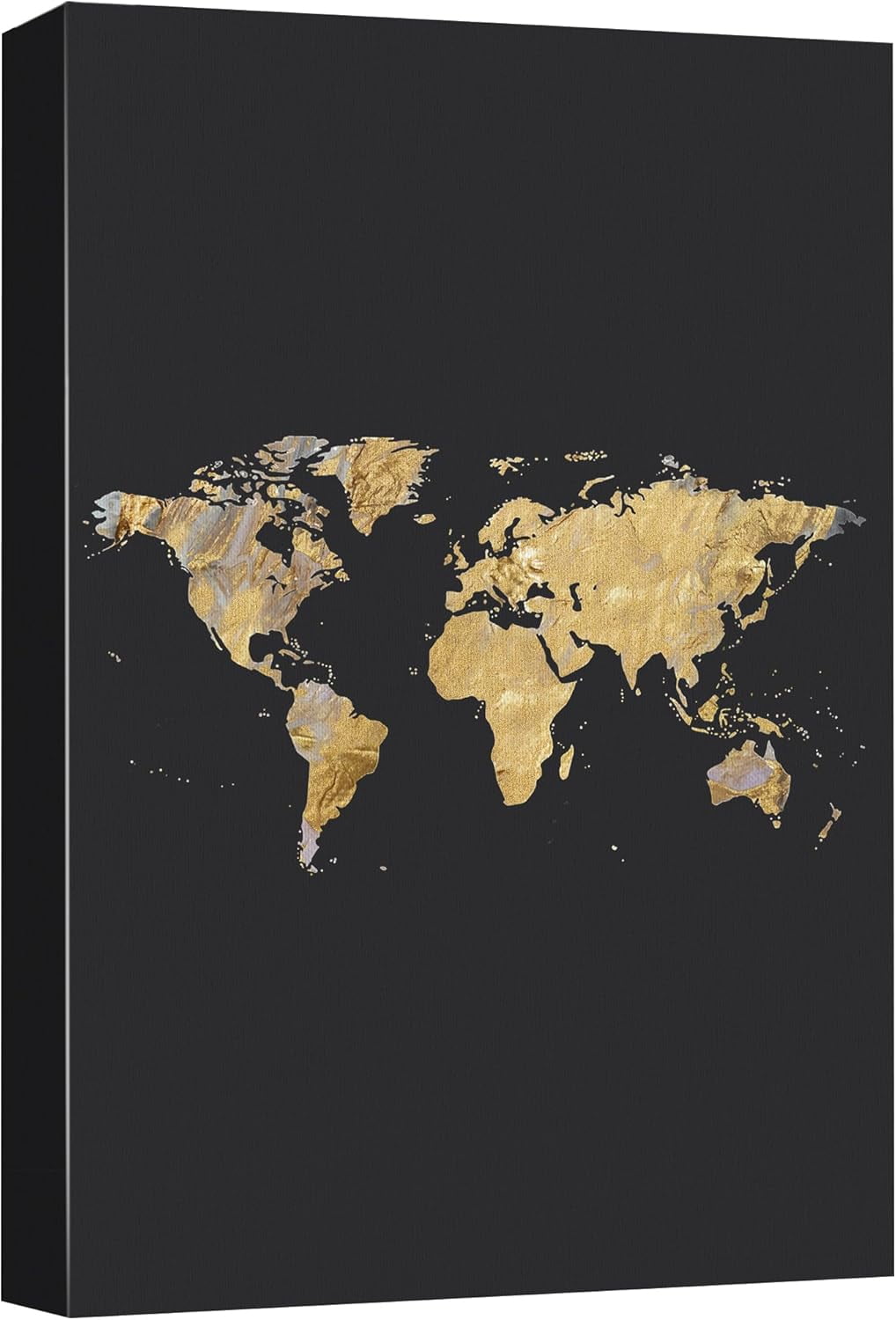 Asdg12sCanvas Print Wall Art Gold World Map Metallic Foil World Map ...