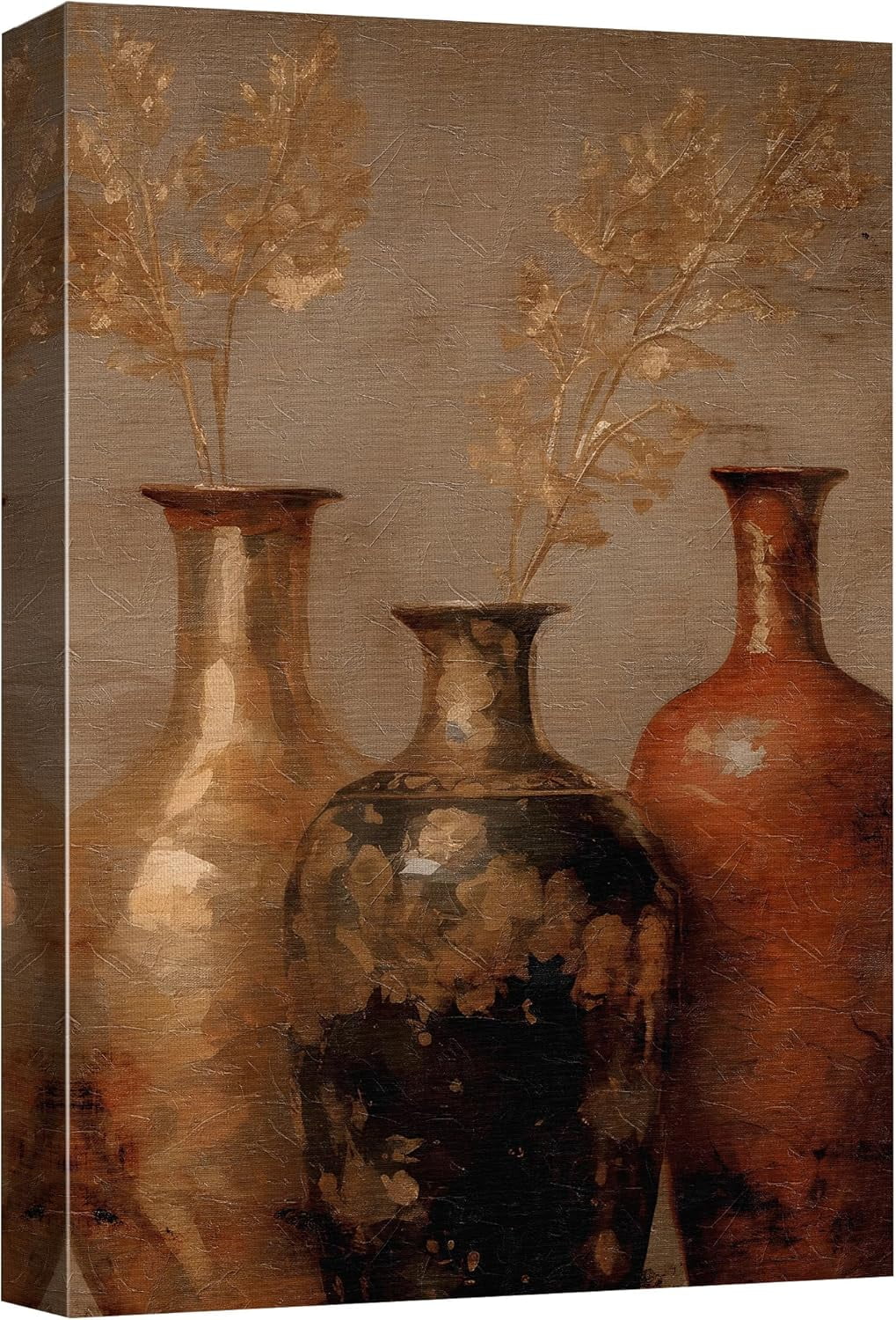 Asdg12sCanvas Print Wall Art Rustic Vases Still Life Earth Tones ...