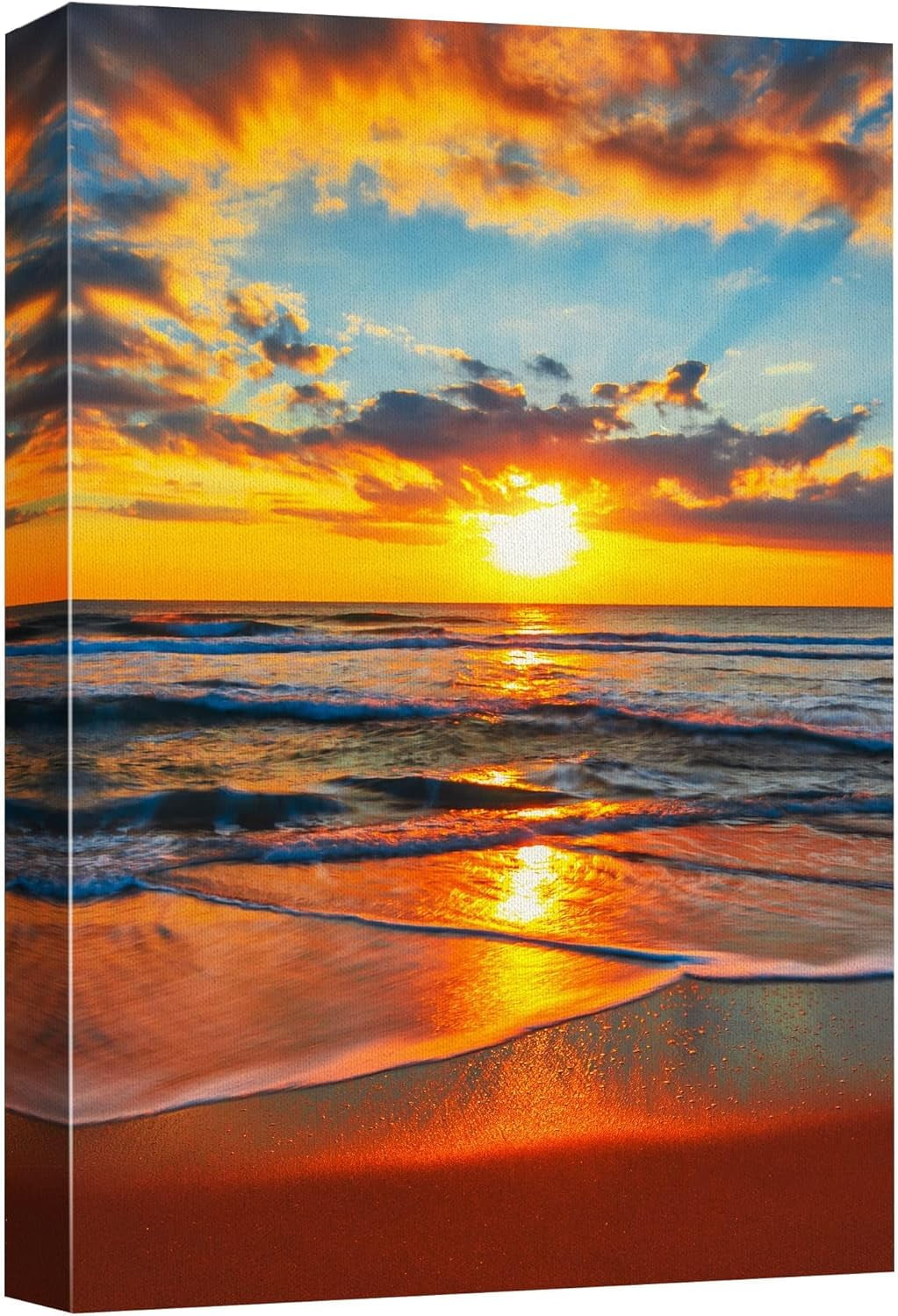 Asdg12sCanvas Print Wall Art Vibrant Ocean Beach Paradise Sunset Sky Nature Wilderness ...