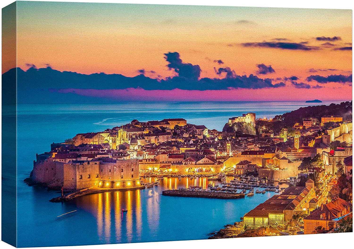 Asdg12sCanvas Print Wall Art Vibrant Pastel Sunset Ocean Greek Island ...