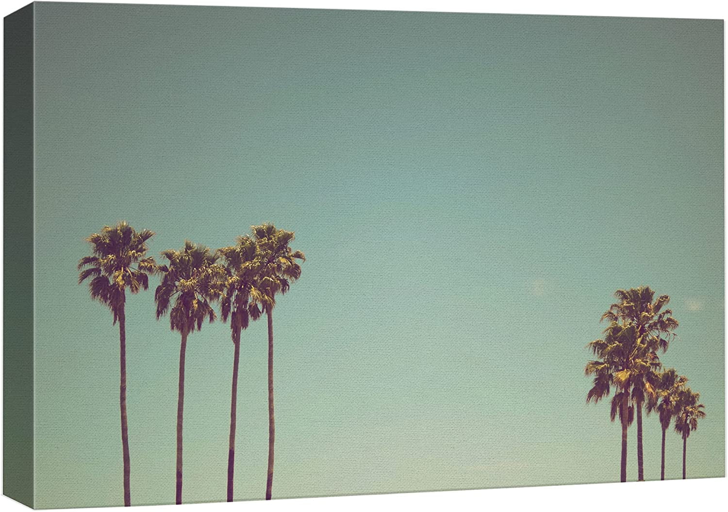 Asdg12sCanvas Print Wall Art Vintage Style Palm Trees & Teal Sky Floral ...