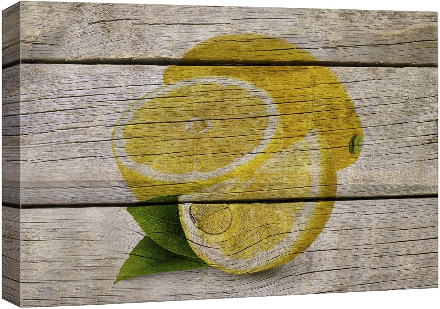 Asdg12sCanvas Print Wall Art Yellow Meyer Lemon On Wood Panels Food ...