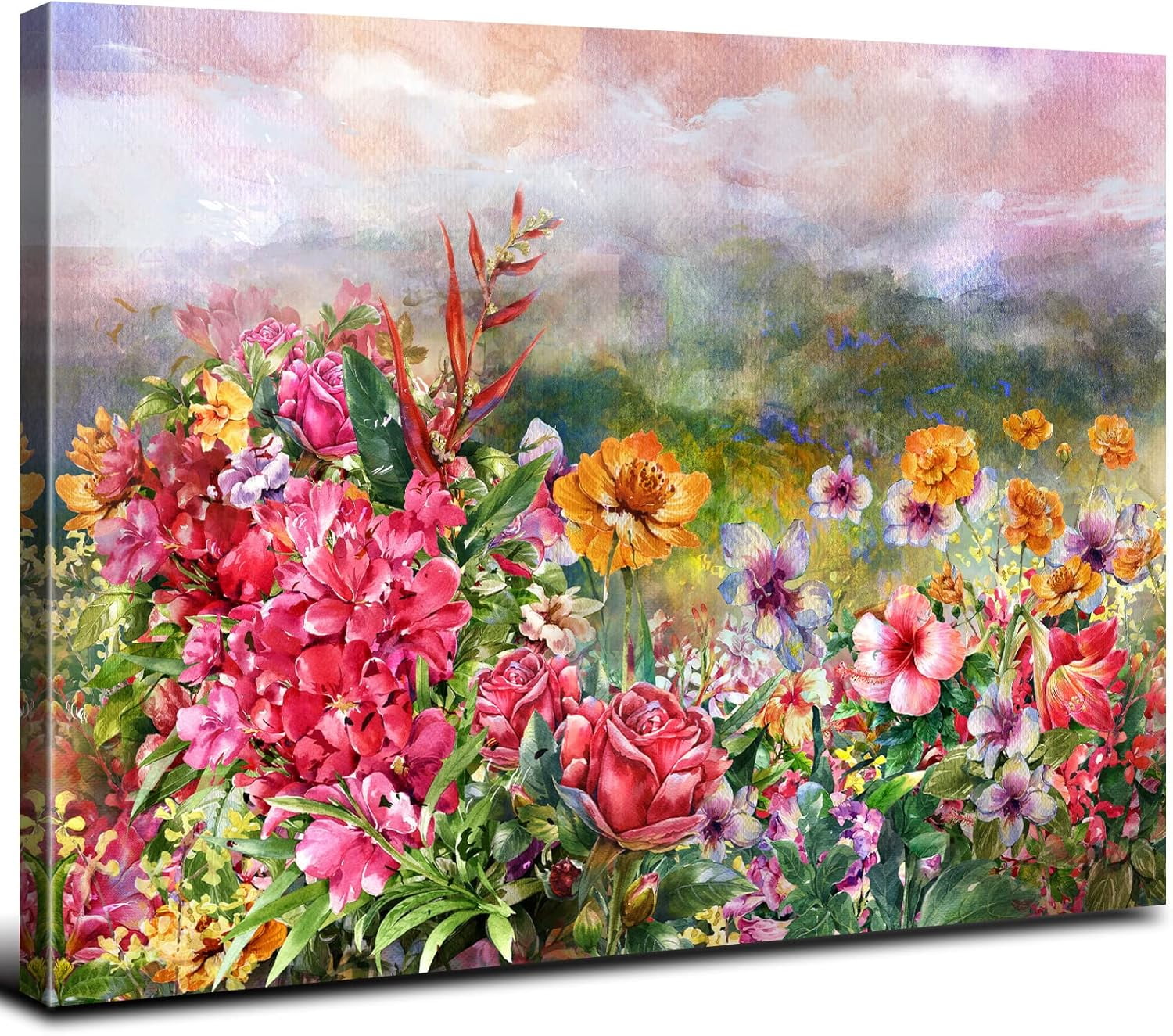 Asdg12sFloral Picture Wall Art,Colorful Flower Watercolor Nature ...