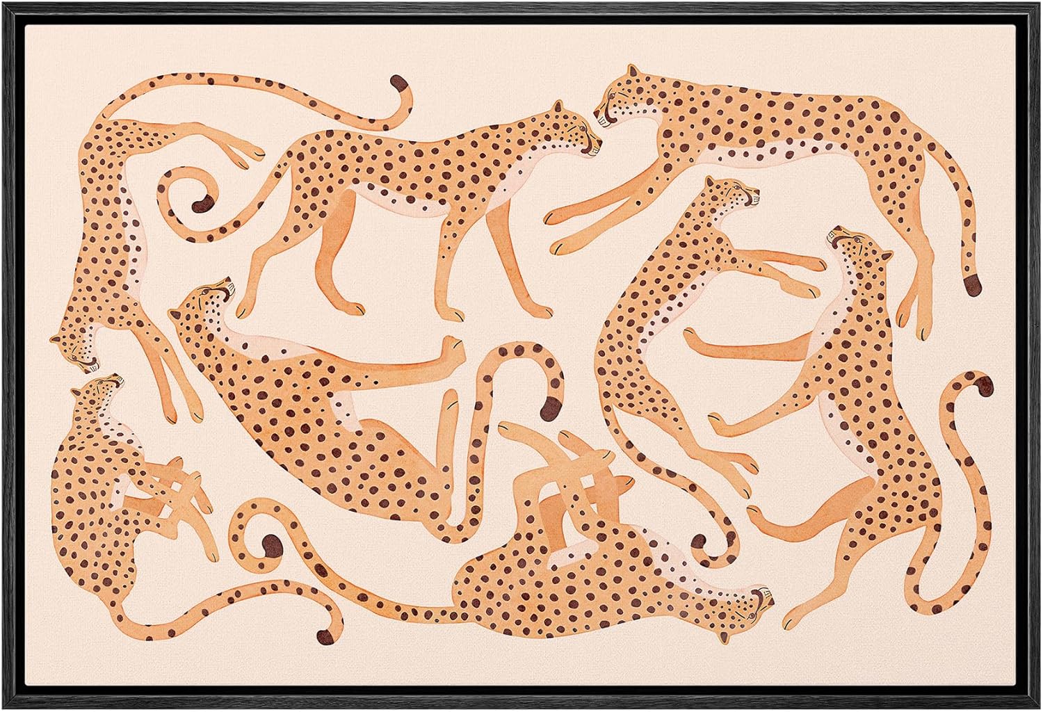 Asdg12sFramed Canvas Print Cheetah Pattern Playful Cheetah in Warm ...