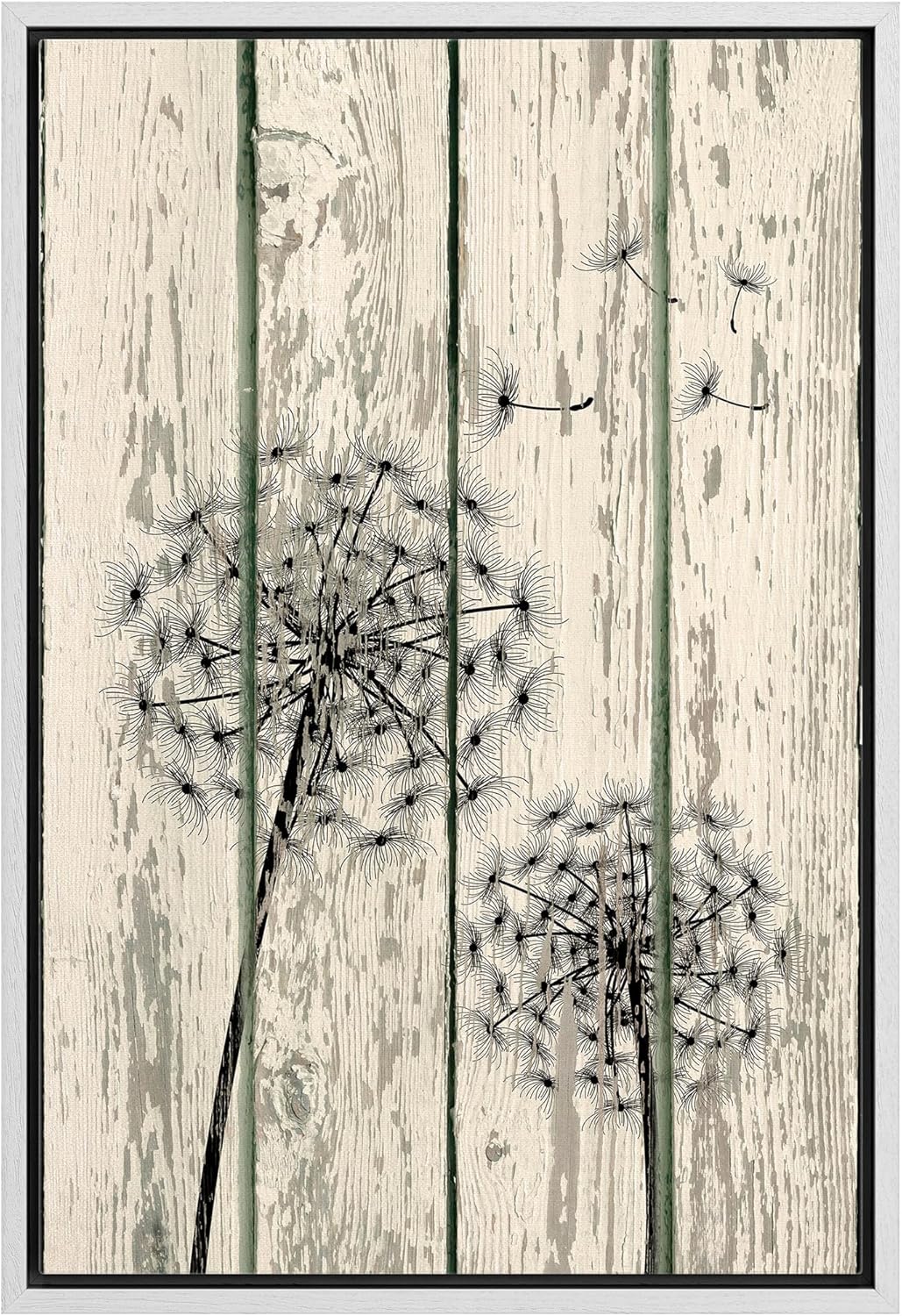 Asdg12sFramed Canvas Print Wall Art Dark Dandelion Duo on Wood Panels ...