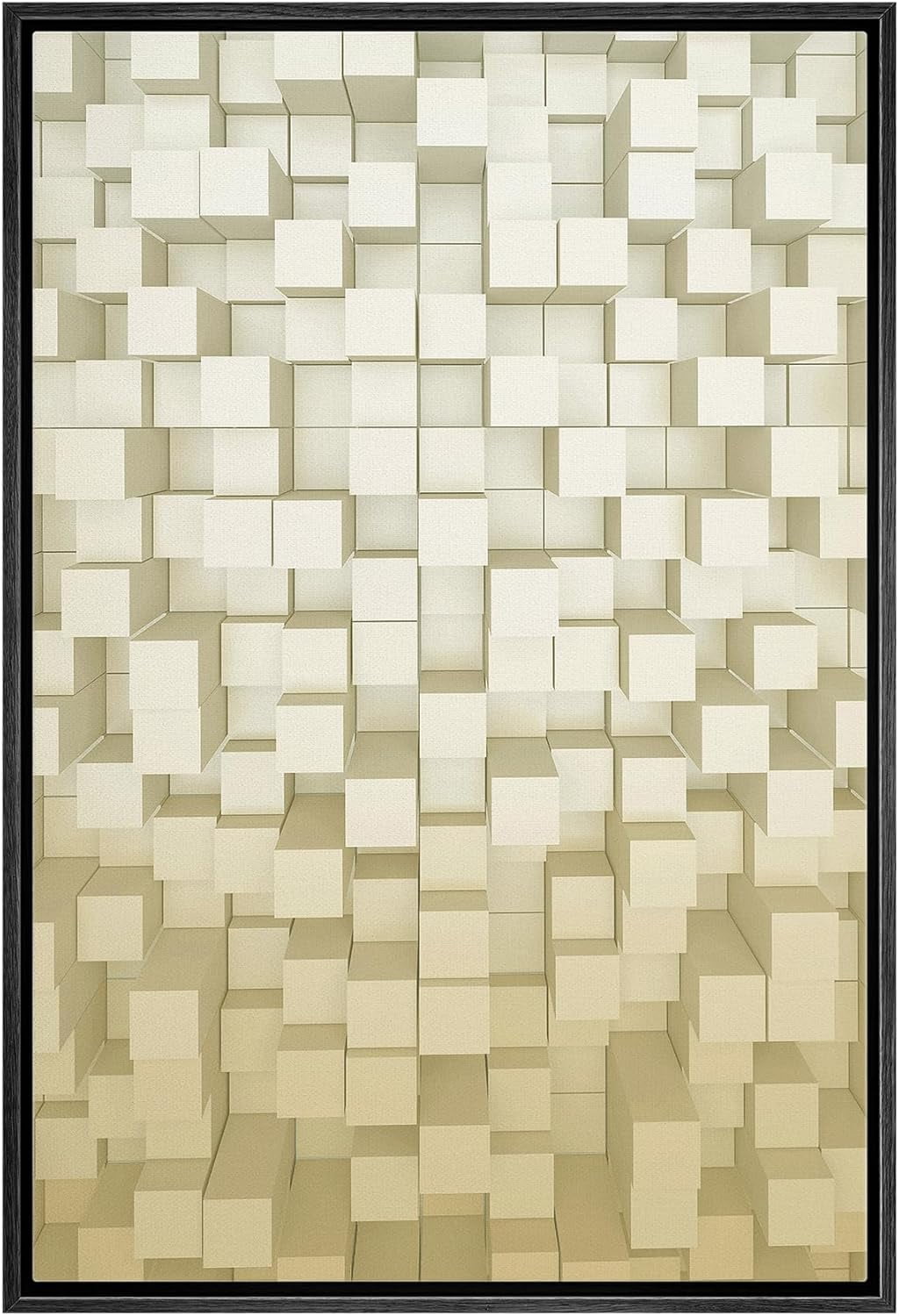 Asdg12sFramed Canvas Print Wall Art Geometric Cubes 3D Block Pattern in ...