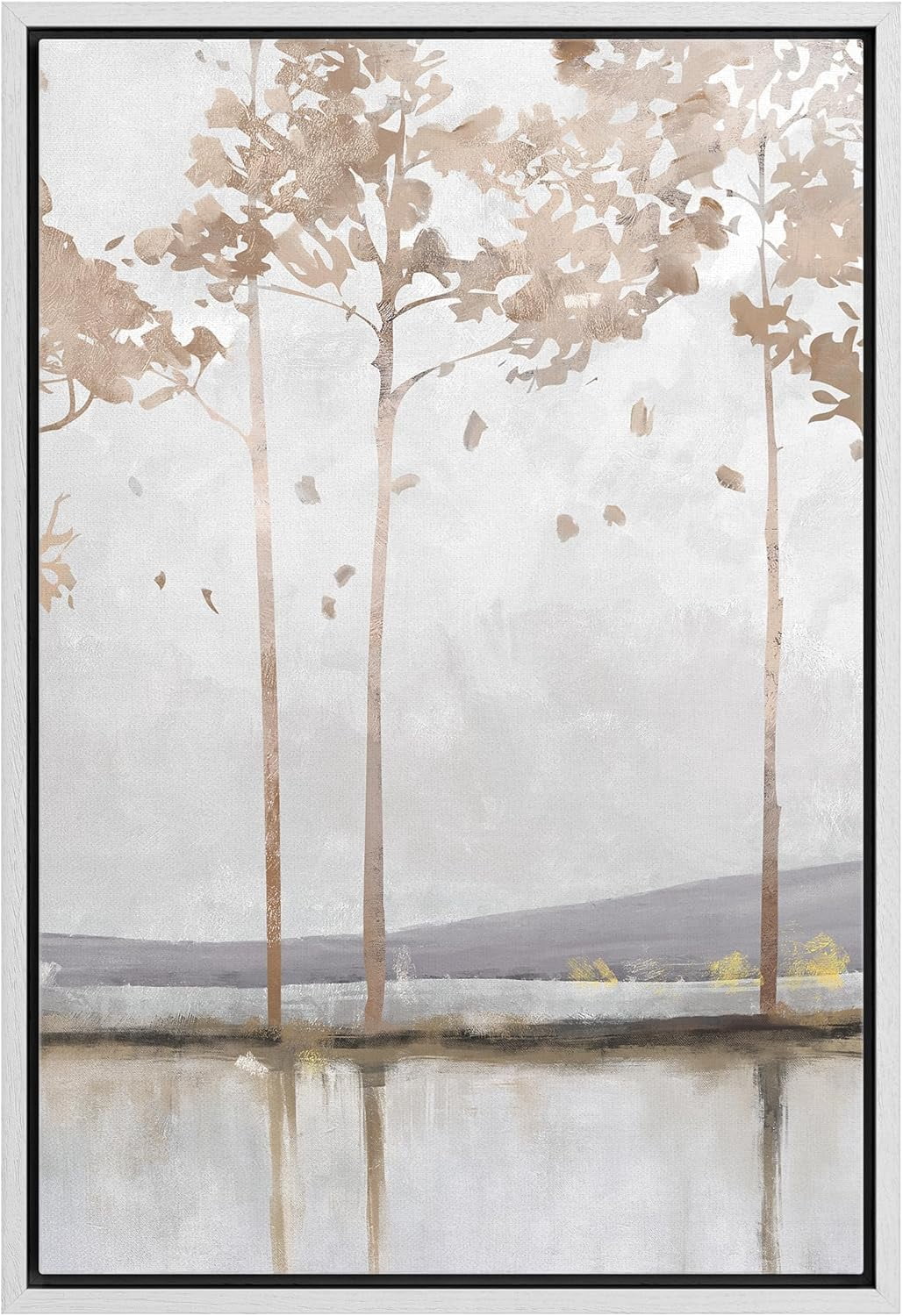 Asdg12sFramed Canvas Print Wall Art Tranquil Reflections Golden Trees ...