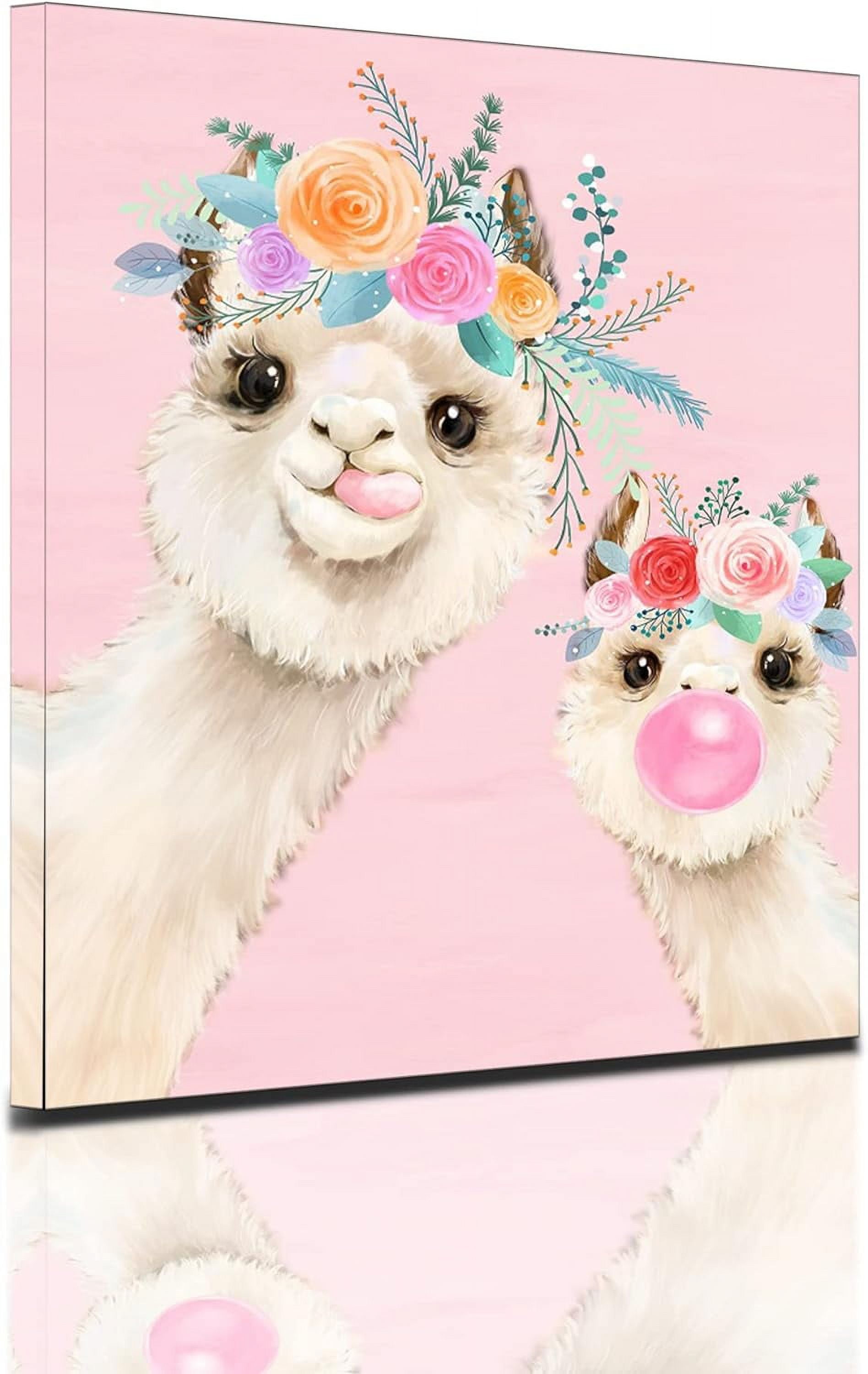 Asdg76s-Alpaca Wall Art, Llama Wall Art, Cute Canvas Wall Art with ...