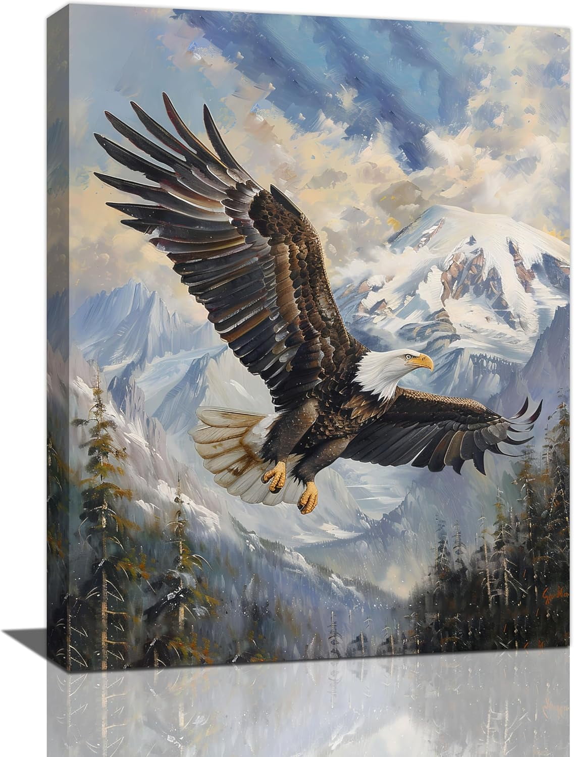Asdg76s-American Bald Eagle Wall Art Flying Eagle Canvas Prints ...