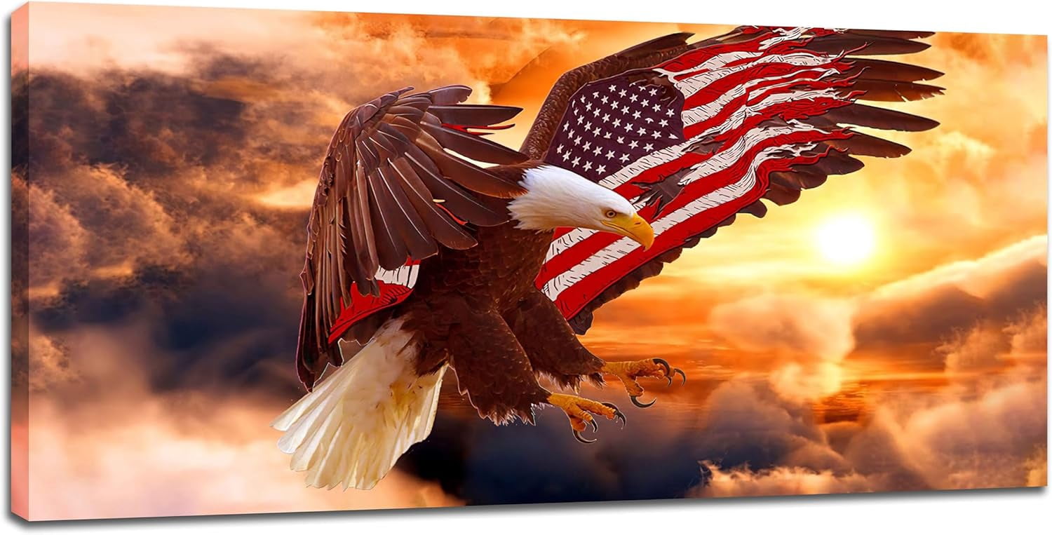 Asdg76s-American Bald Eagle Wall Art Flying Eagle Canvas Prints ...