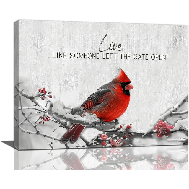 Asdg76s-American Red Cardinal Decor Wall Art Farmhouse Cardinal Bird ...