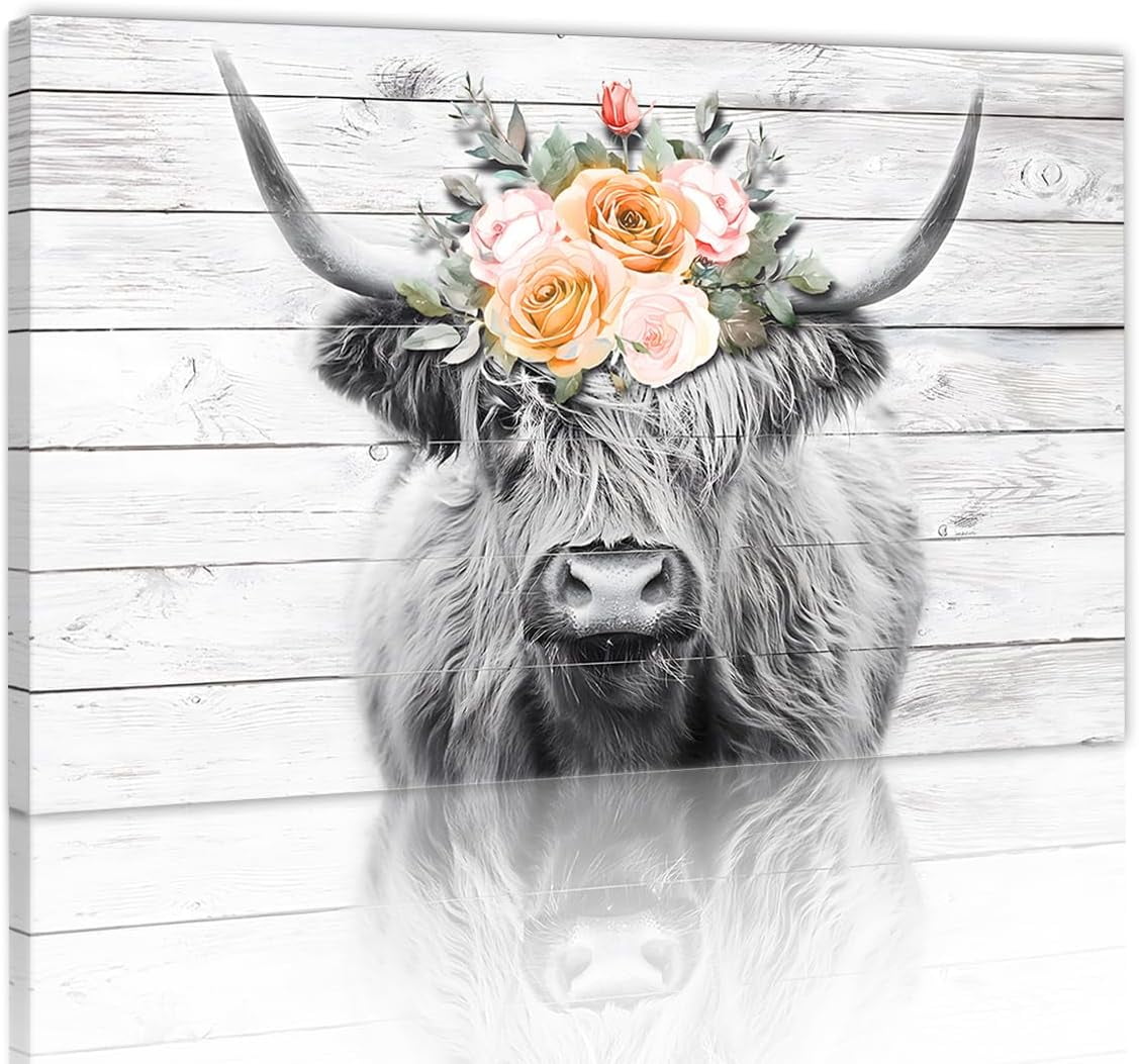 Asdg76s-Banksy Graffiti Freedom Highland Cow Picture Canvas Wall Art ...