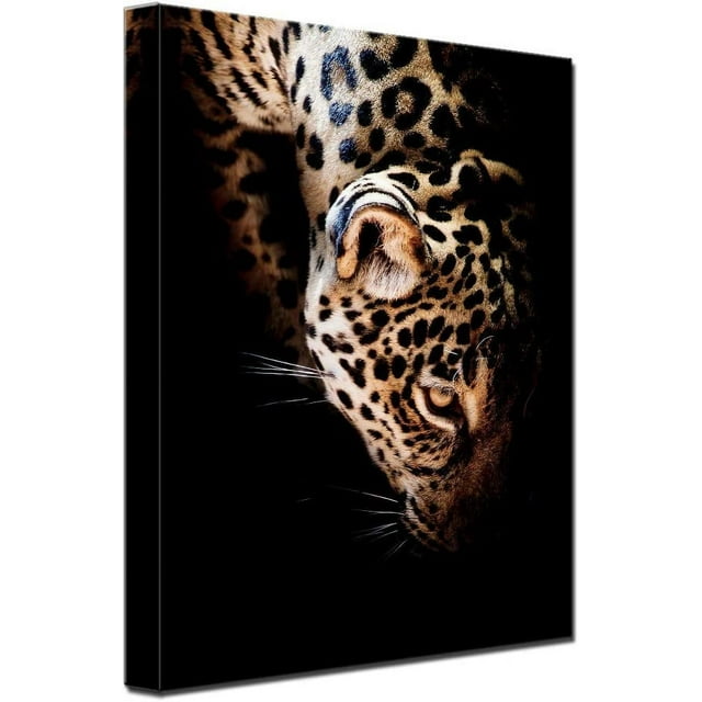 Asdg76s-Black and Gold Leopard Animals Office Bedroom Bathroom Canvas ...