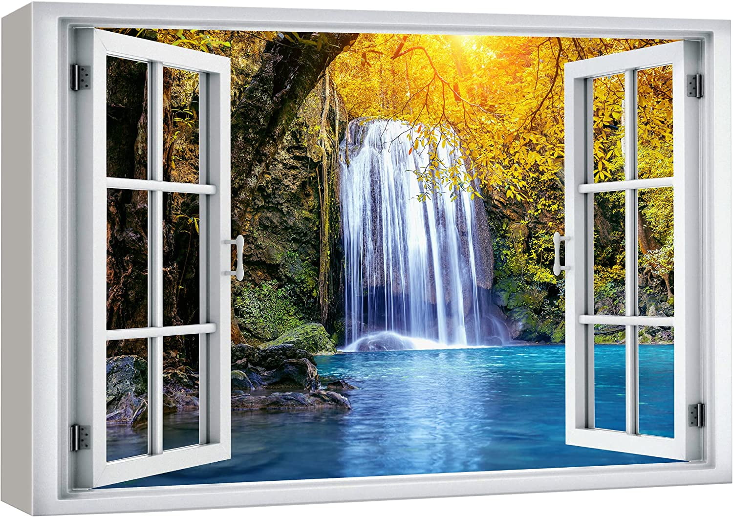 Asdg76s-Canvas Print Wall Art Window View Landscape of Green Palm Beach ...