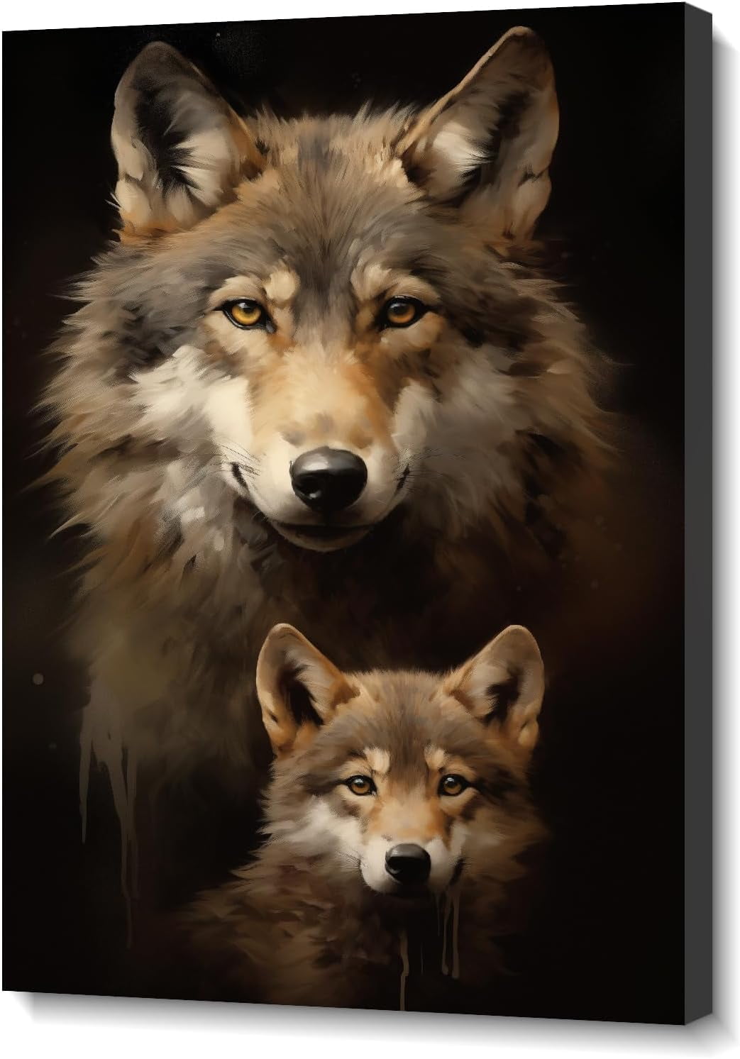 Asdg76s-Canvas Wall Art Wolf Decor Wild Animal Picture Wolf with Her ...
