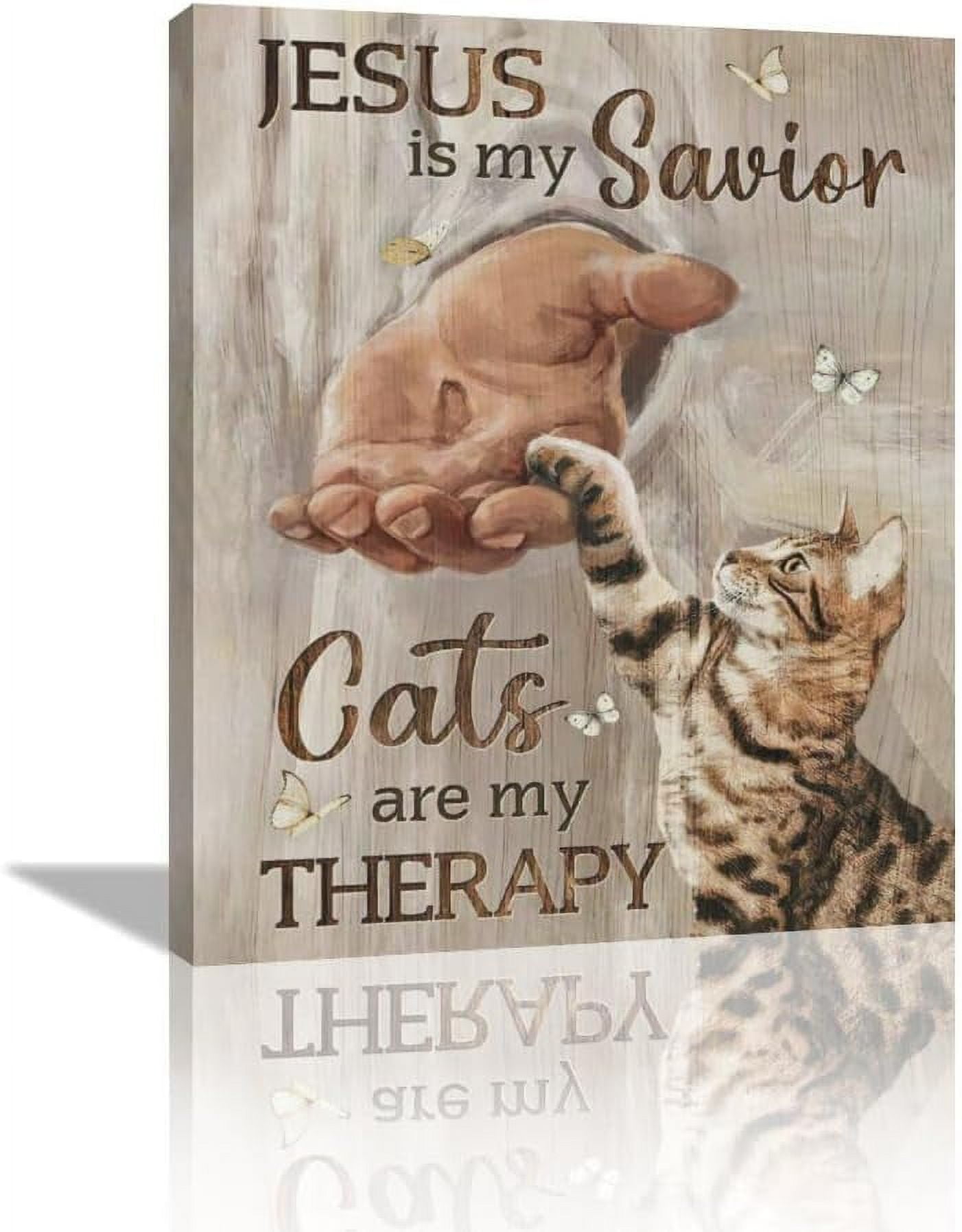 Asdg76s-Christian Cat Wall Art Cat Jesus Pictures Wall Decor Religious ...