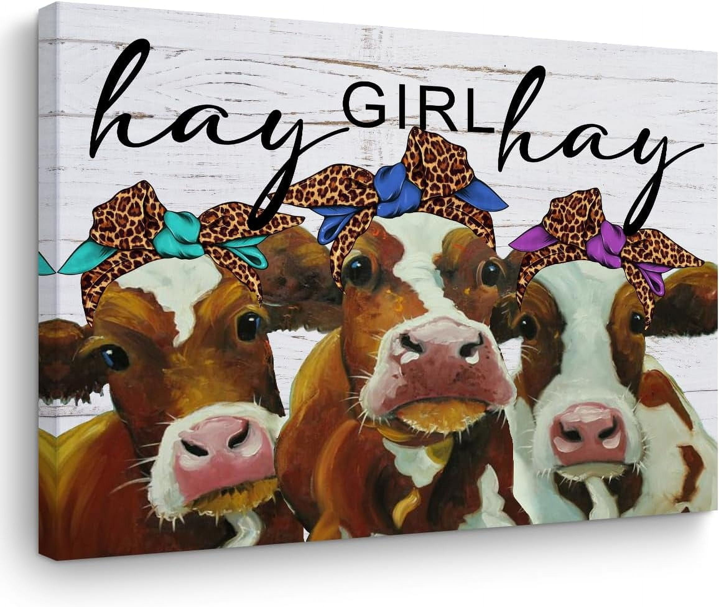 Asdg76s-Cow Wall Art Framed Art Western Wall Decor Funny Cows with ...