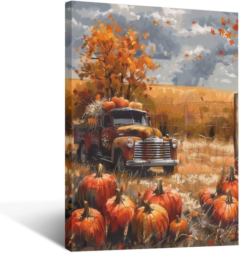 Asdg76s-Fall Decor Wall Art Farmhouse Autumn Pumpkins Pictures Wall ...