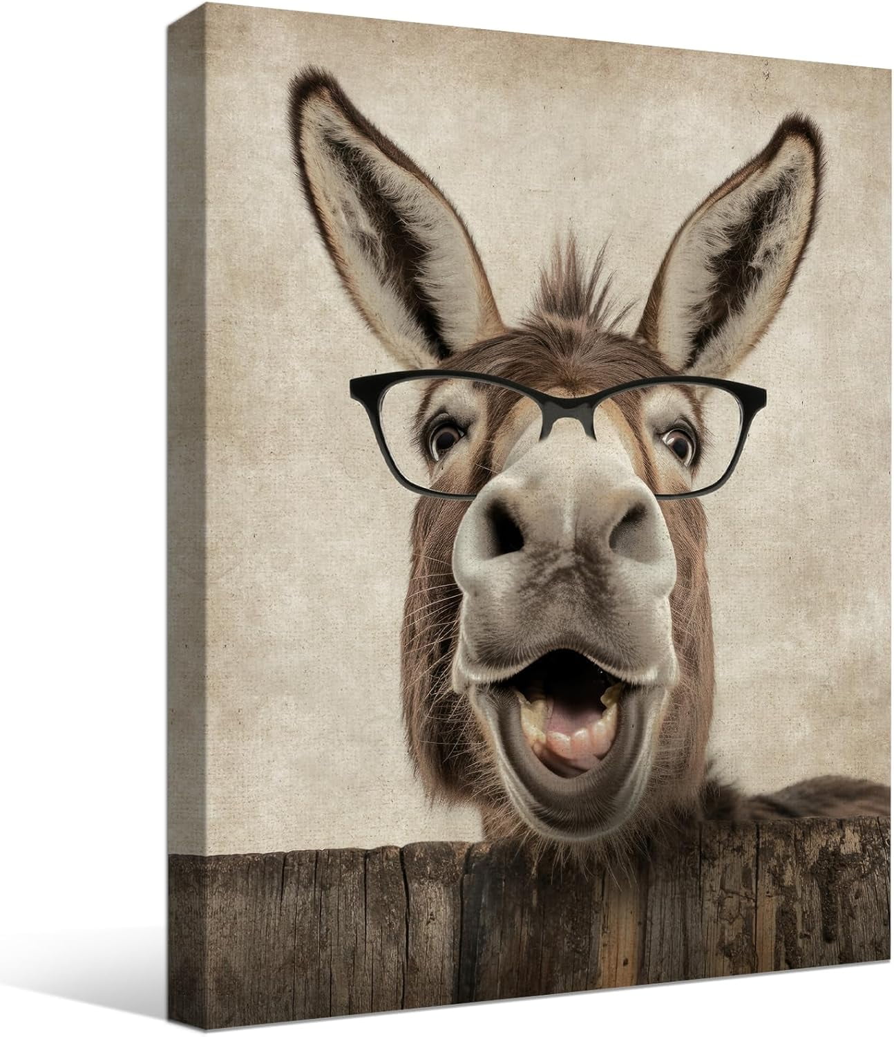Asdg76s-Farmhouse Animals Canvas Prints Wall Art Funny Donkey with Red ...