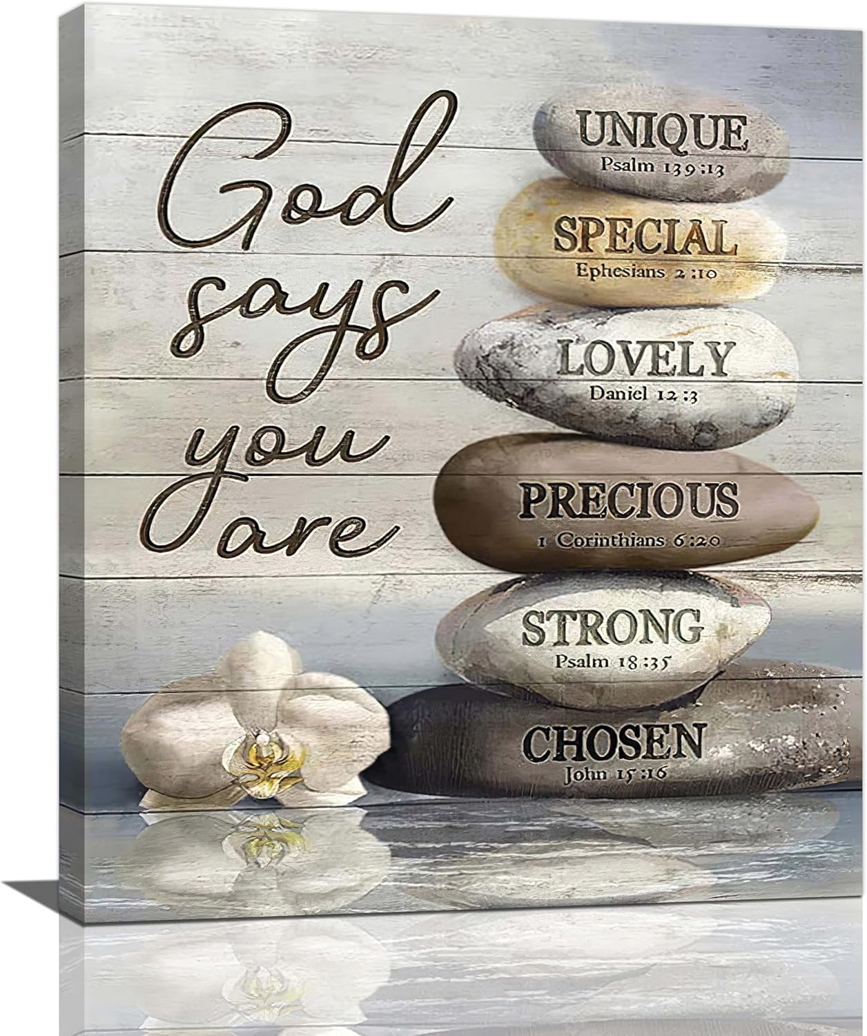 Asdg76s-Farmhouse Bathroom Wall Art Rustic Zen Stone Pictures Decor God ...