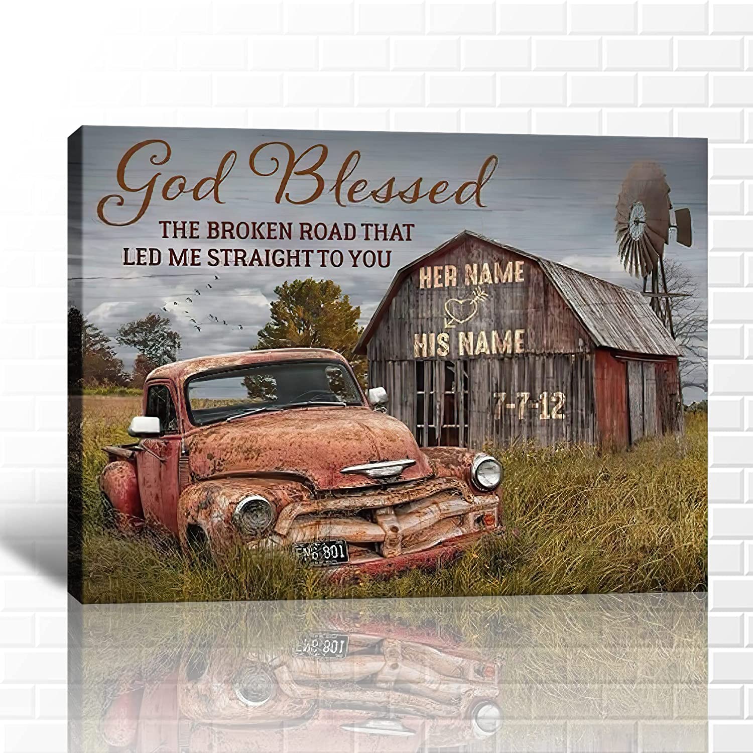 Asdg76s-Farmhouse Truck Wall Art-Old Window Truck Canvas Prints, Barn ...