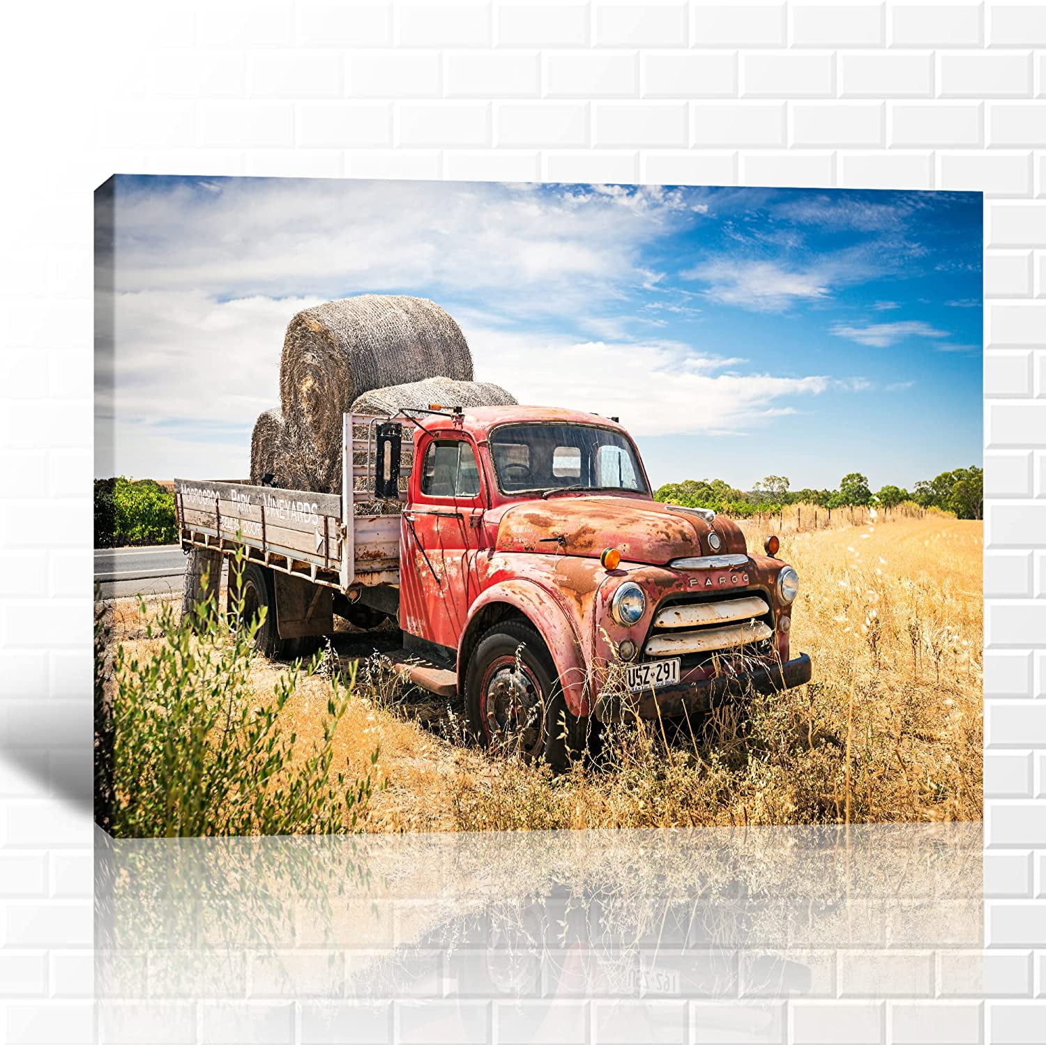 Asdg76s-Farmhouse Truck Wall Art-Old Window Truck Canvas Prints, Barn ...