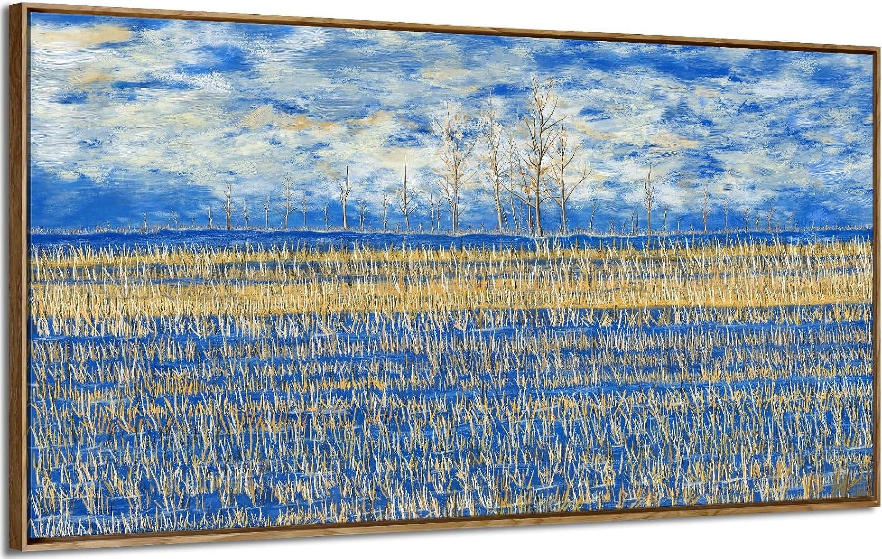 Asdg76s-Framed Wall Art for Living Room Abstract Rural Landscape Blue ...