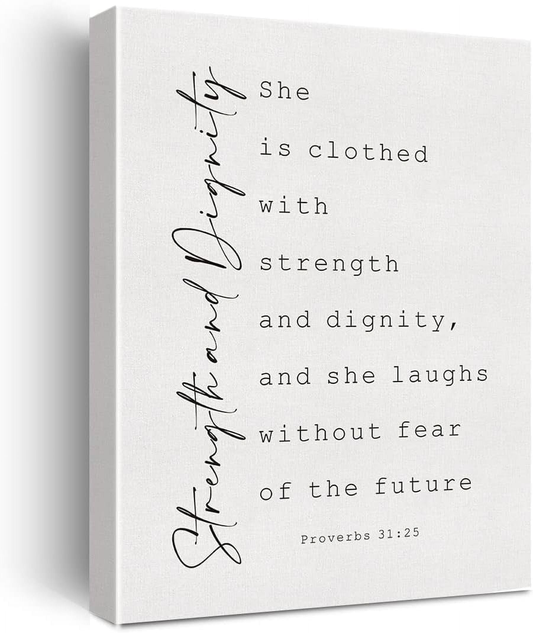Asdg76s-Inspirational Bible Verse Canvas Print Decor Proverbs 31 : 25 ...