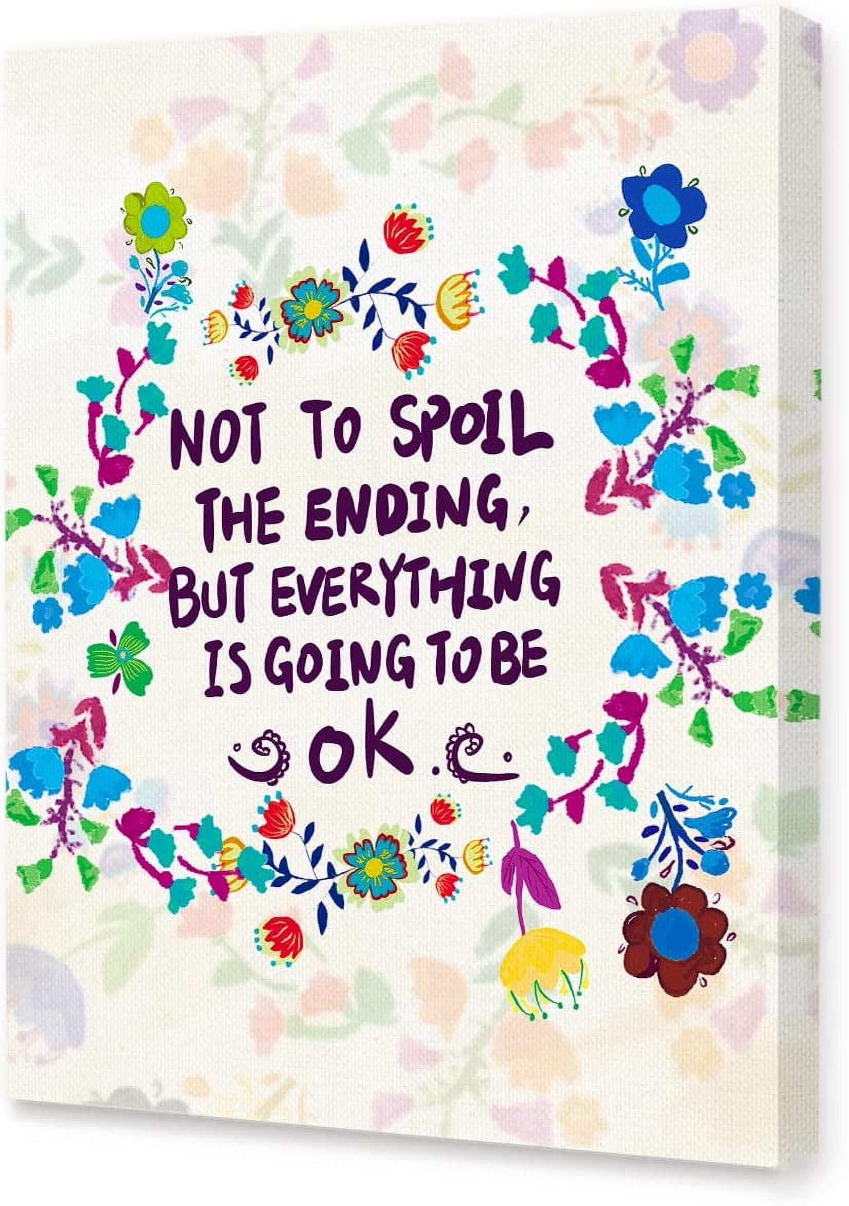 Asdg76s-It's OK Colorful Flowers Inspirational Quote Canvas Framed Wall ...