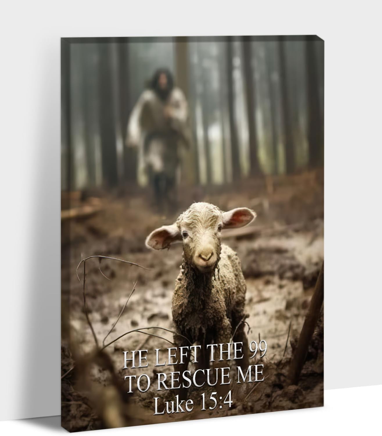 Asdg76s-Jesus and Lamb Canvas Wall Art, Jesus with the Sheep Wall Art, Jesus Running After Lamb ...