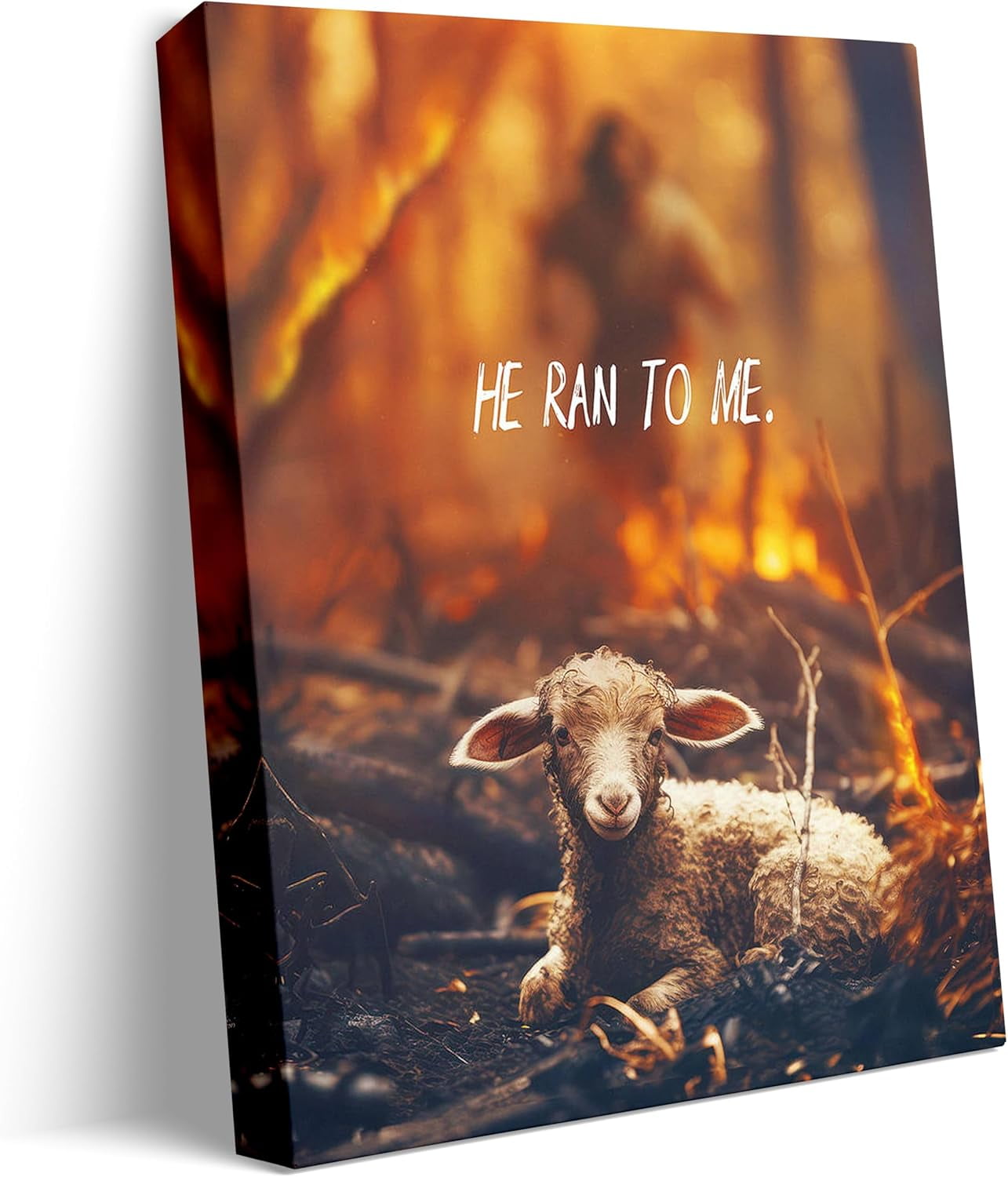 Asdg76s-Jesus Rescues Lost Lamb from Flames Picture Religious Canvas ...