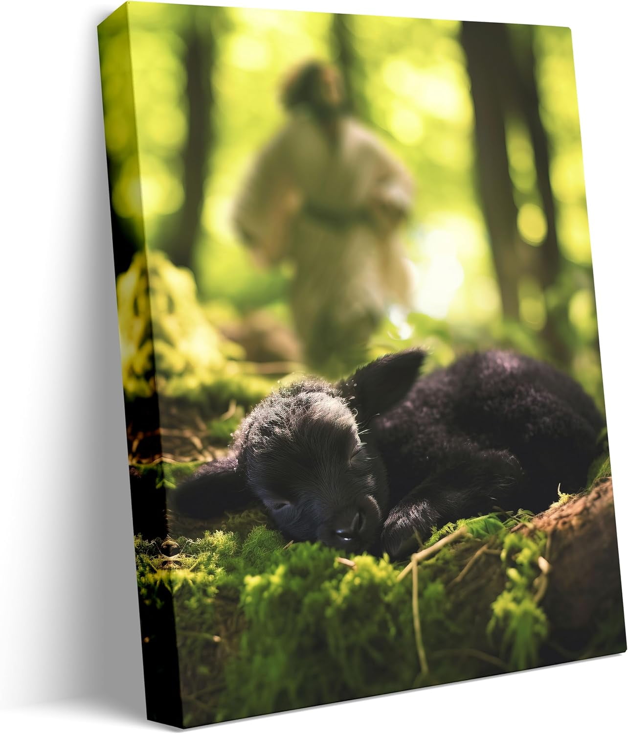 Asdg76s-Jesus and Lamb Canvas Wall Art Jesus Runs for the Lost Sheep In ...