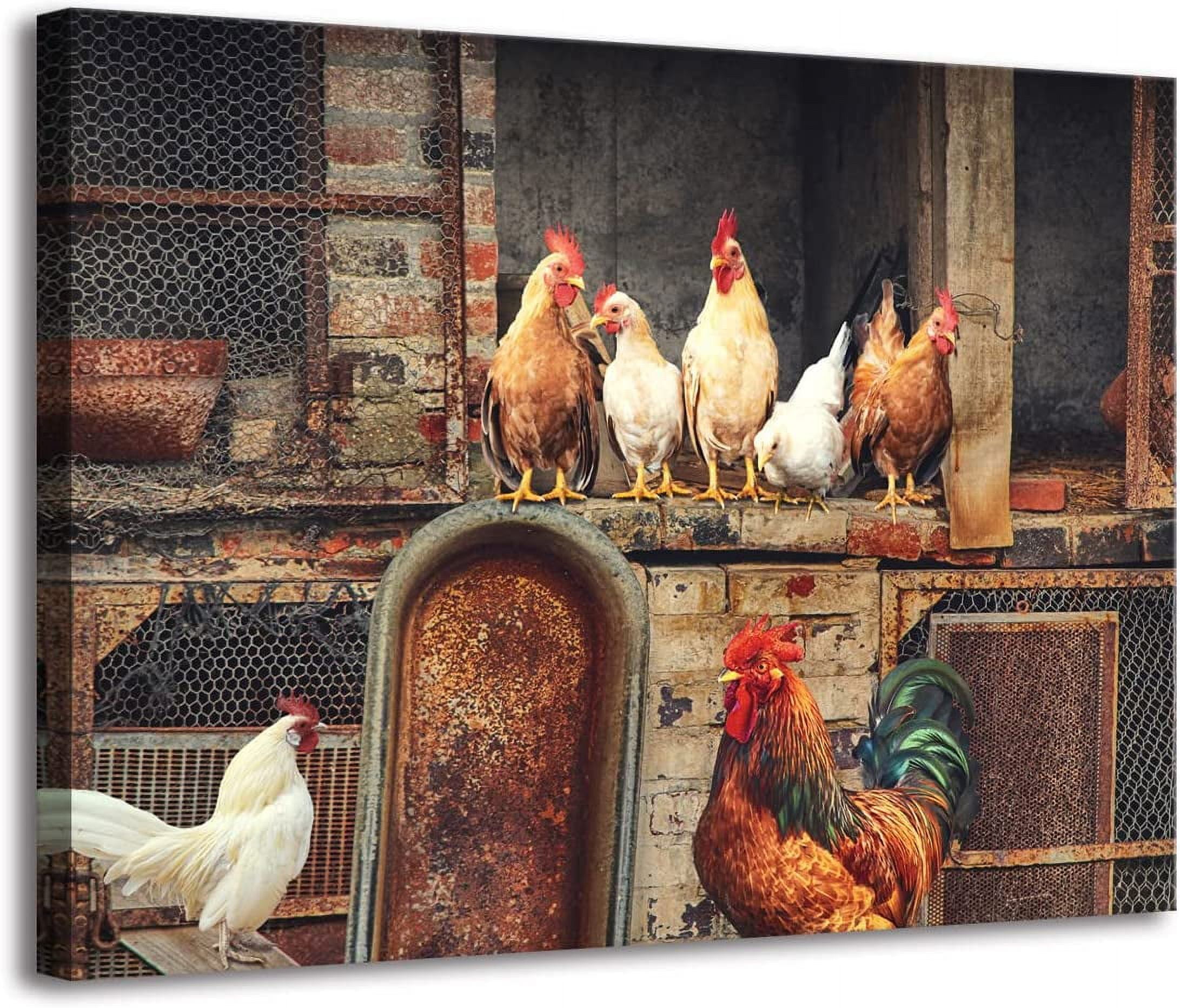 Asdg76s-Kitchen Chicken Picture Wall Art Farm Rooster Painting on ...
